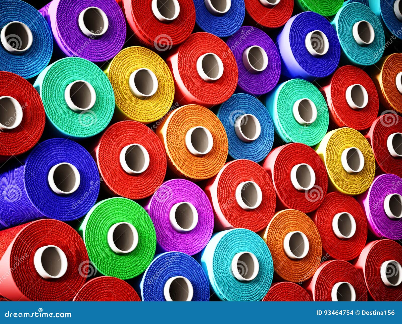 Multi Colored Stacked Threads Background. 3D Illustration Stock ...