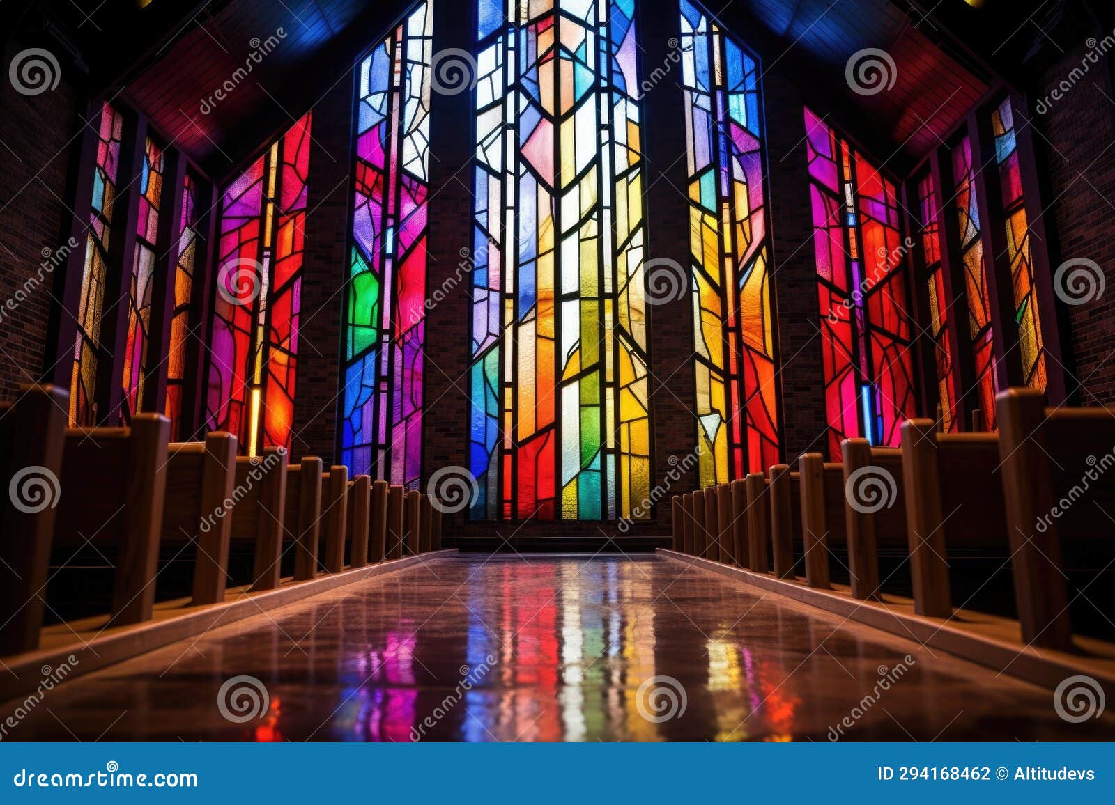 Multi-colored Stained Glass Window from Inside a Chapel Stock Photo ...