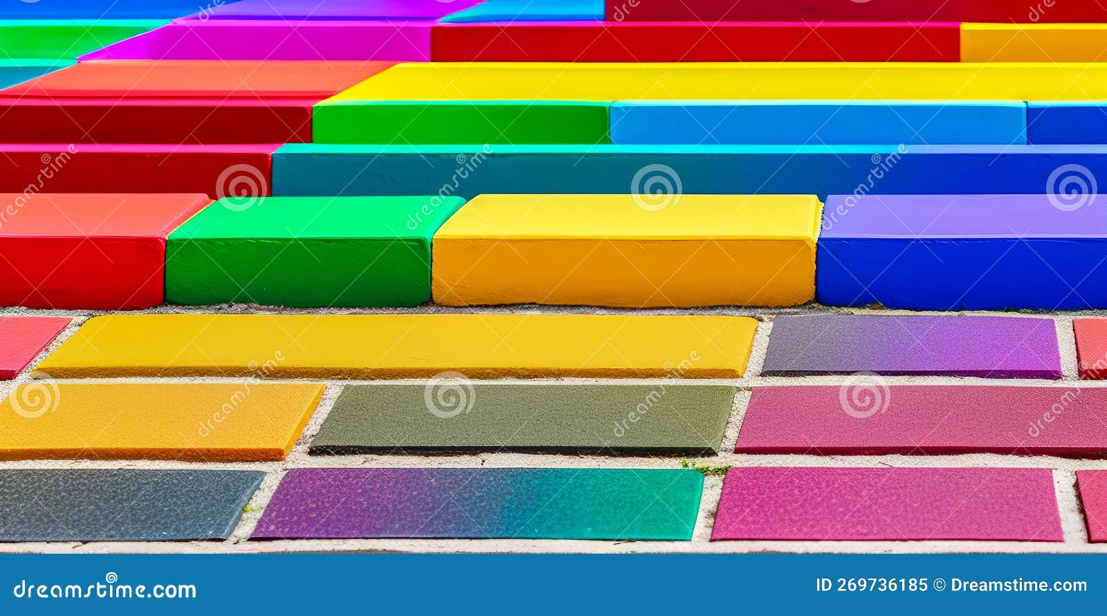 Multi-colored Stairs or Brick Wall. Colorful Stairs from Multi Colored ...