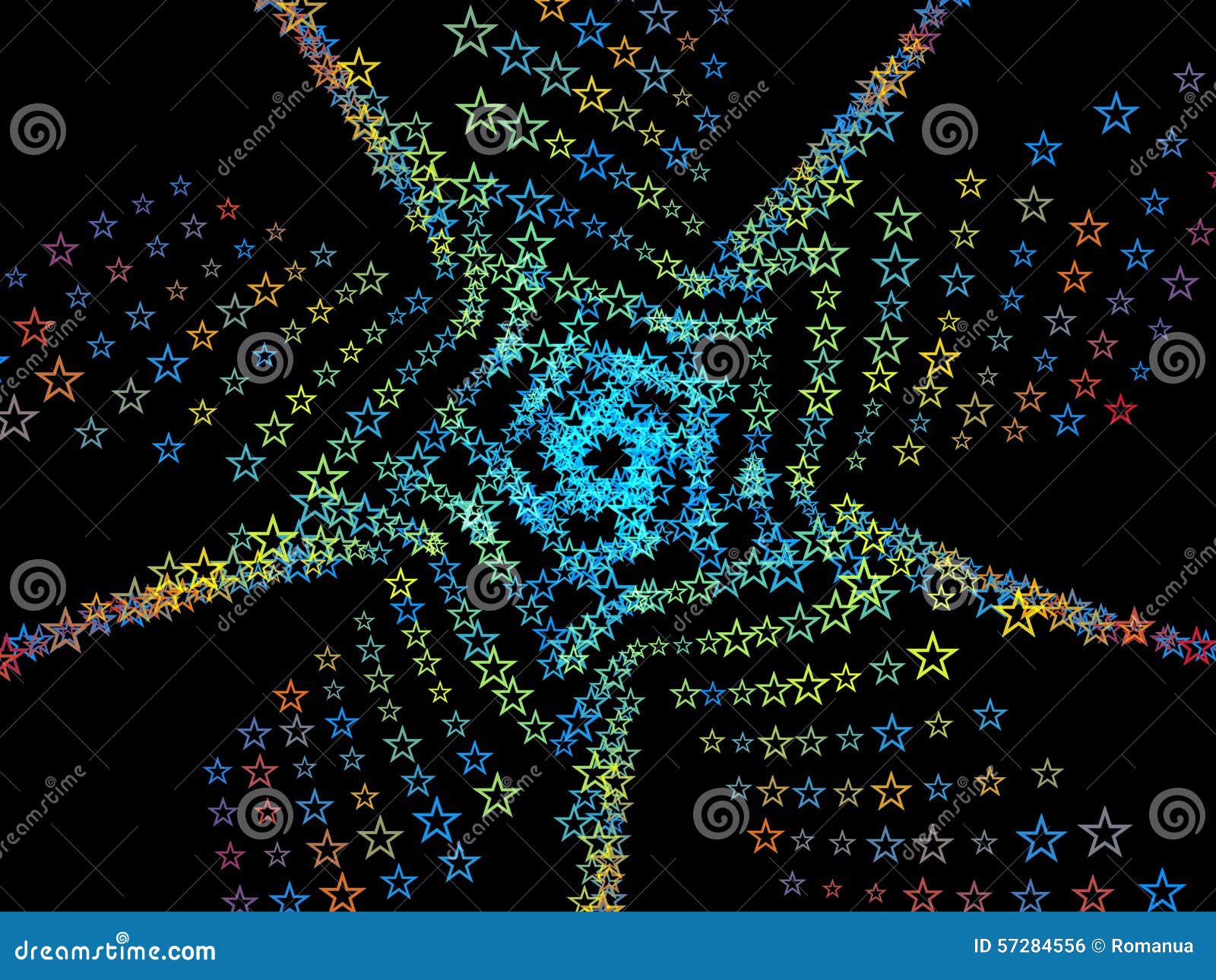 Multi Colored Star, Black Background Stock Illustration - Illustration ...