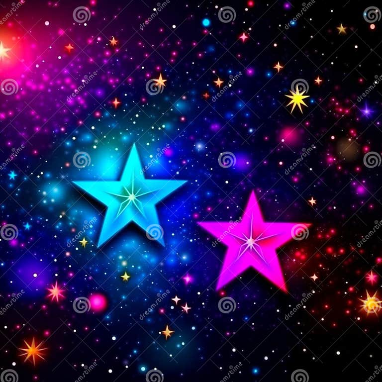 Multi Colored Stars on a Dark Background, Abstraction. Created by AI ...