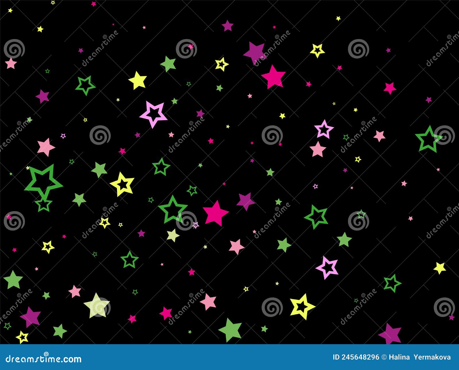 Multi-colored Stars are Scattered on a Black Background. Stock Vector ...