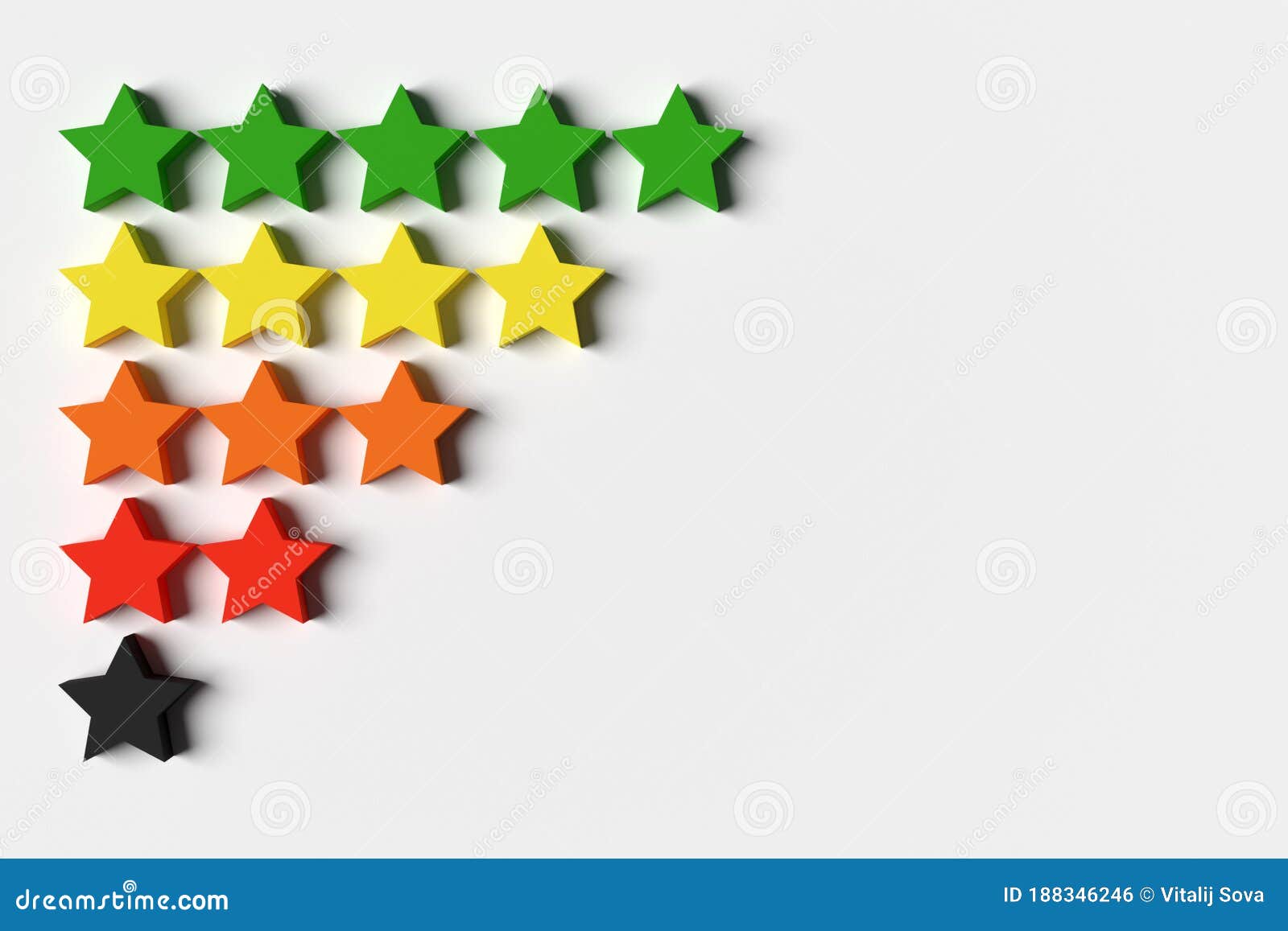 5 Multi-colored Stars Stands in Rows, Gradually Decreasing in Number ...