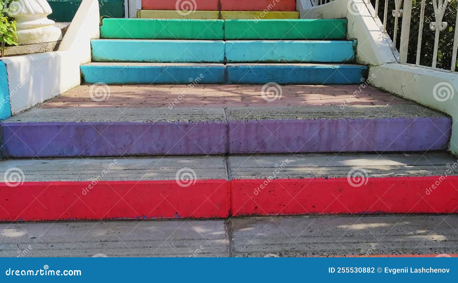 Multi-colored Steps on the Street in the Park without People Stock ...