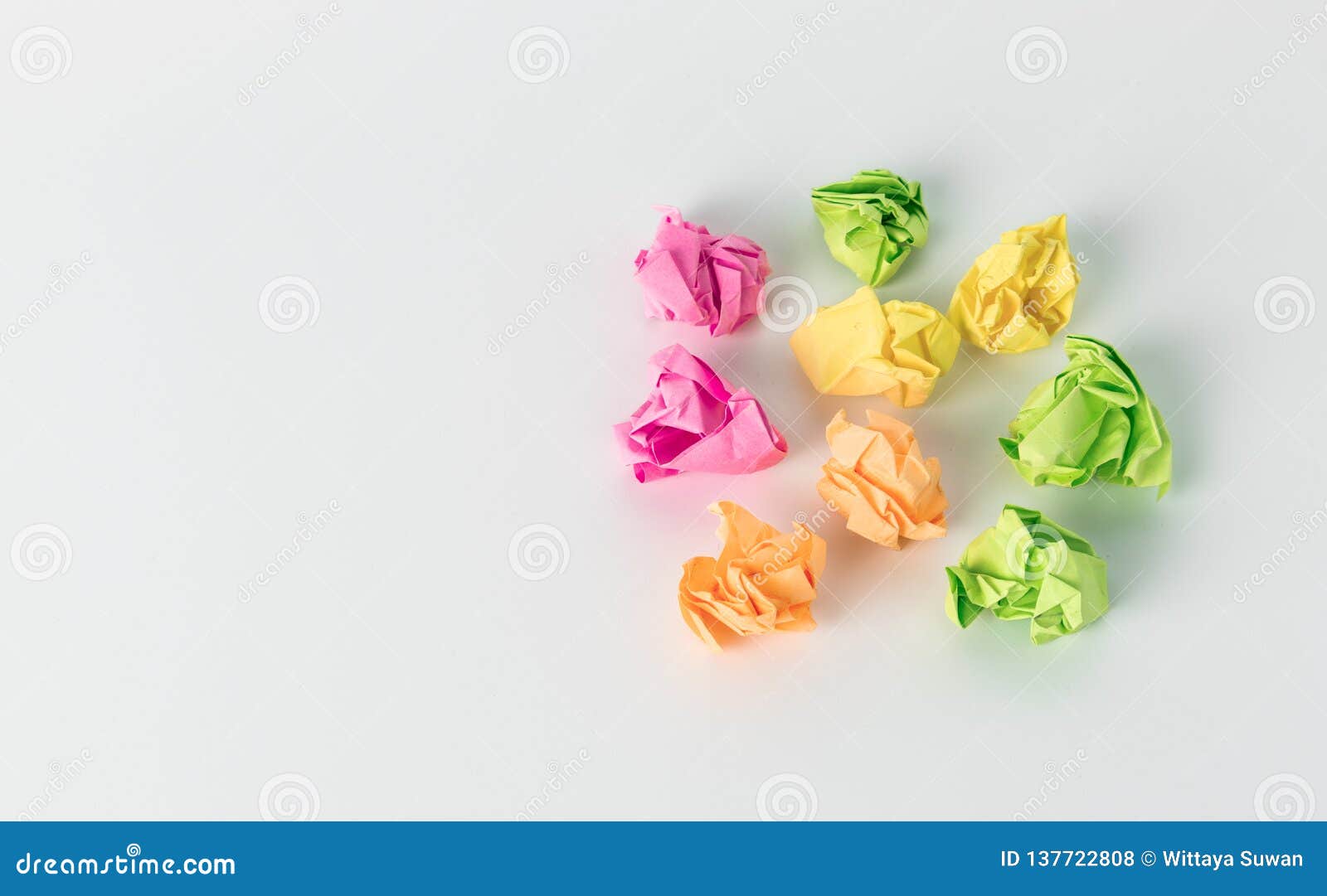 Multi-colored Sticky Notes Crumpled Papers Ball On White Background ...