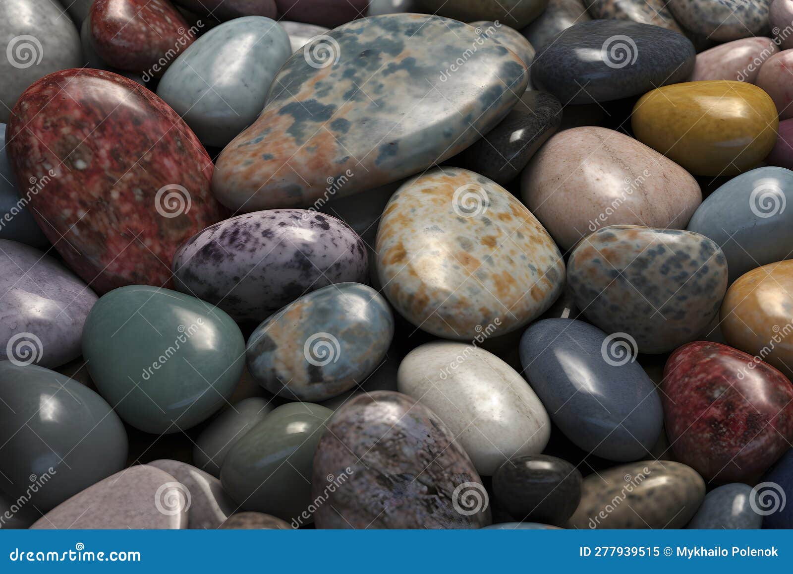 Multi Colored Stones Turned by the Sea with Water. Neural Network AI ...