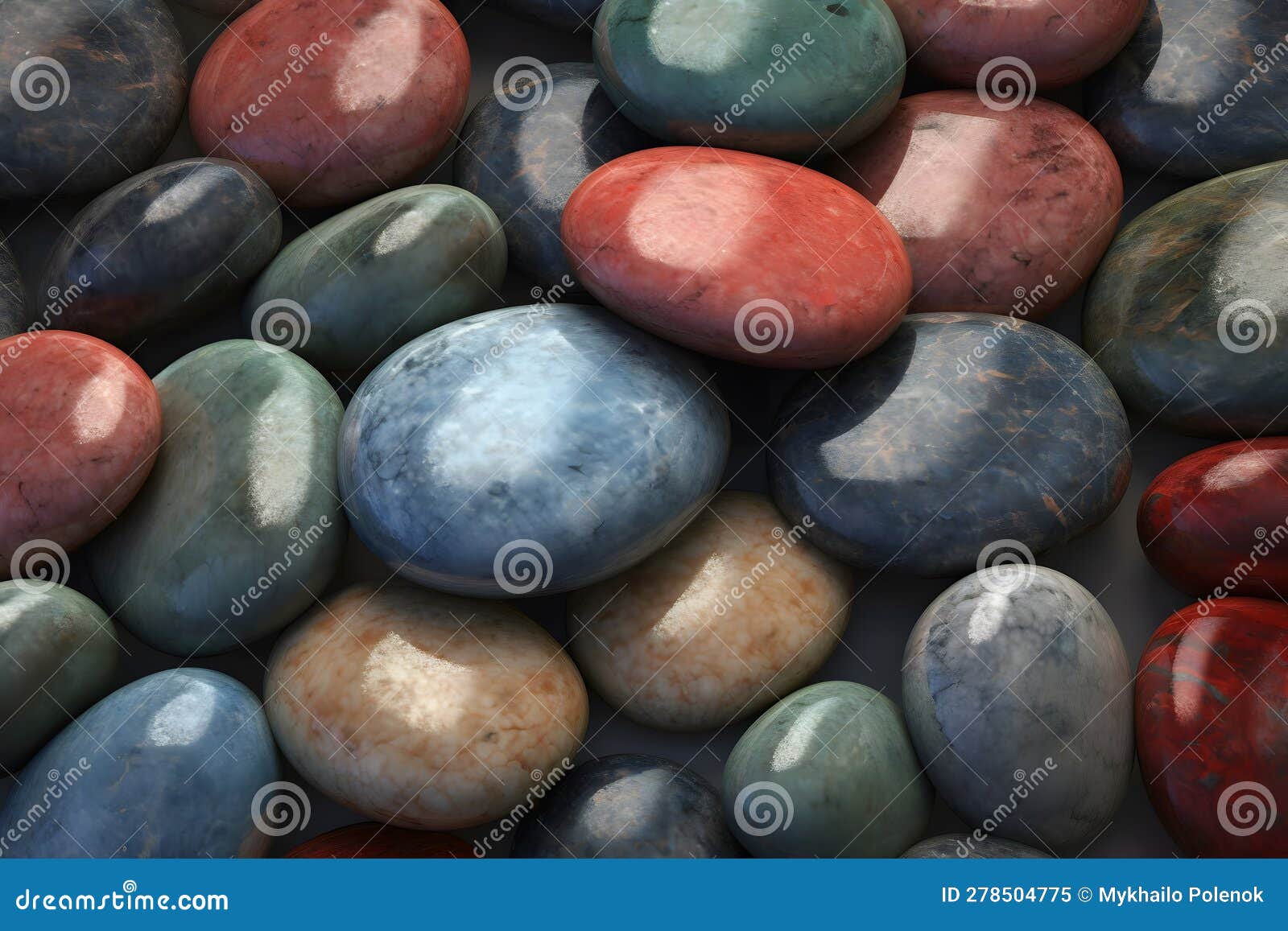 Multi Colored Stones Turned by the Sea with Water. Neural Network AI ...