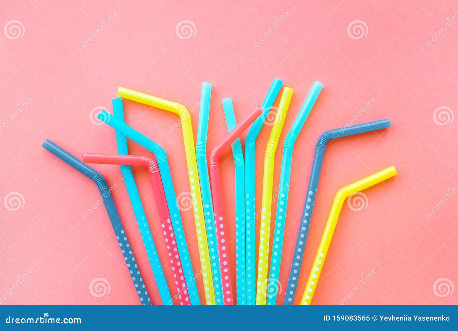 Multi-colored Straws for Drinking Cocktail, Top View. Stock Image ...