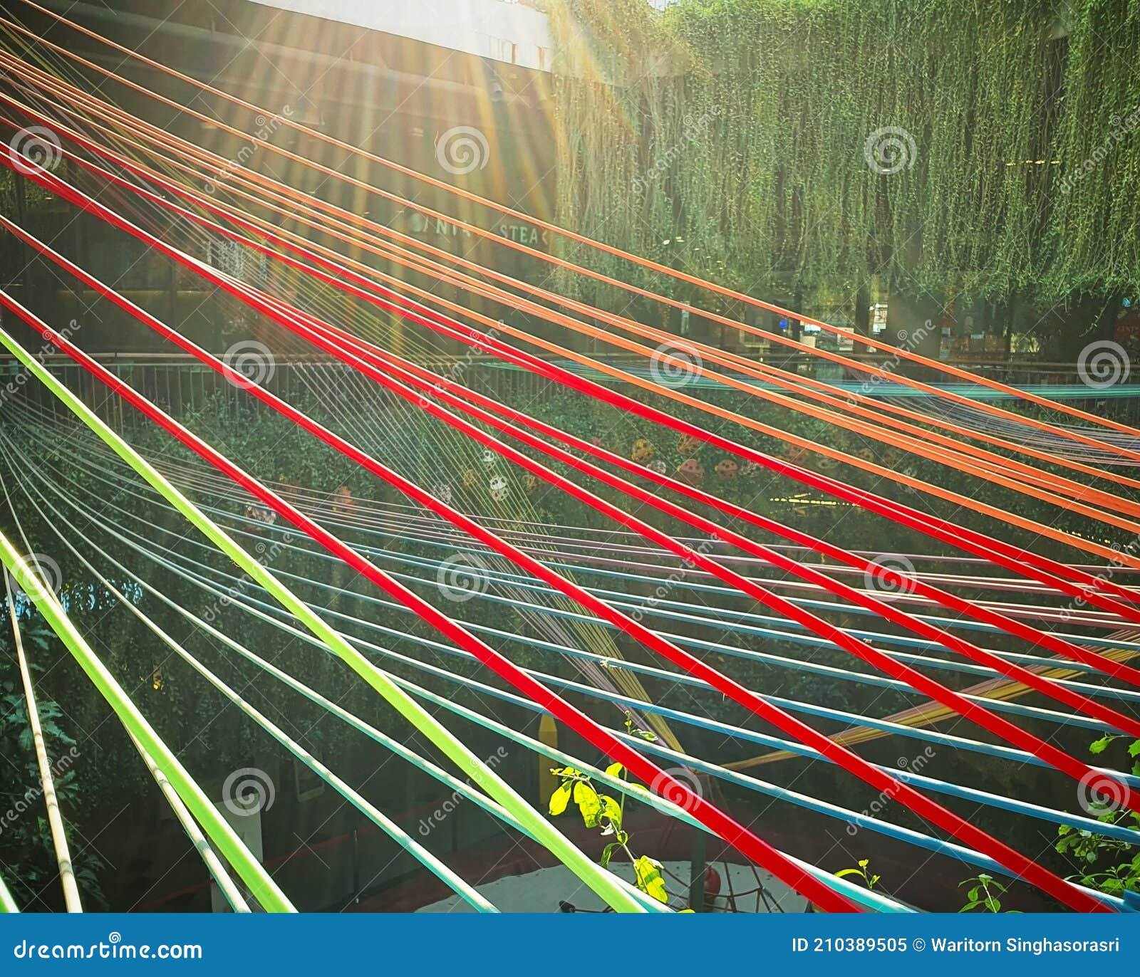 Multi-colored Strings Stretching Over the Playground Stock Image ...