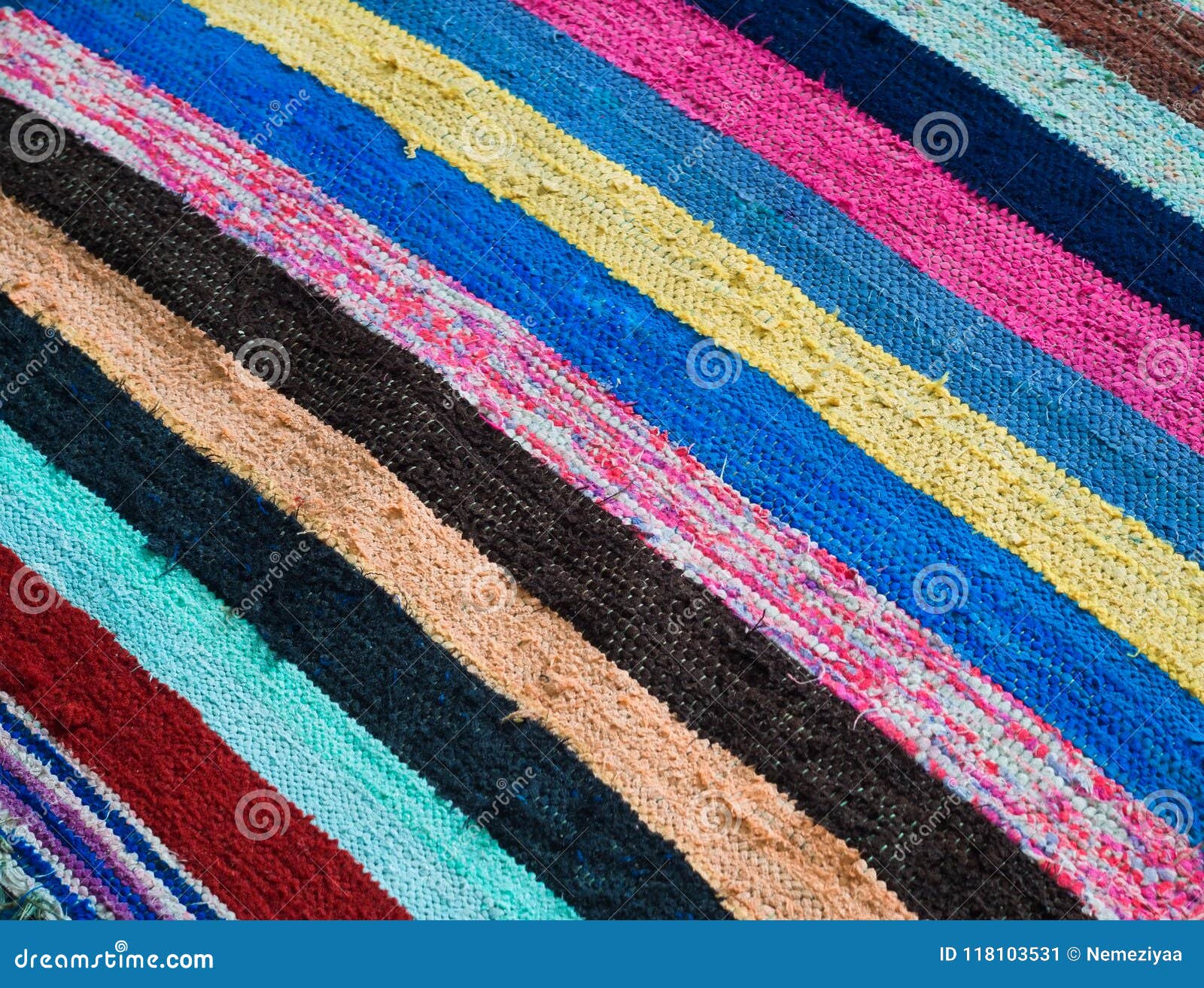 Multi-colored striped rug. stock image. Image of craft - 118103531