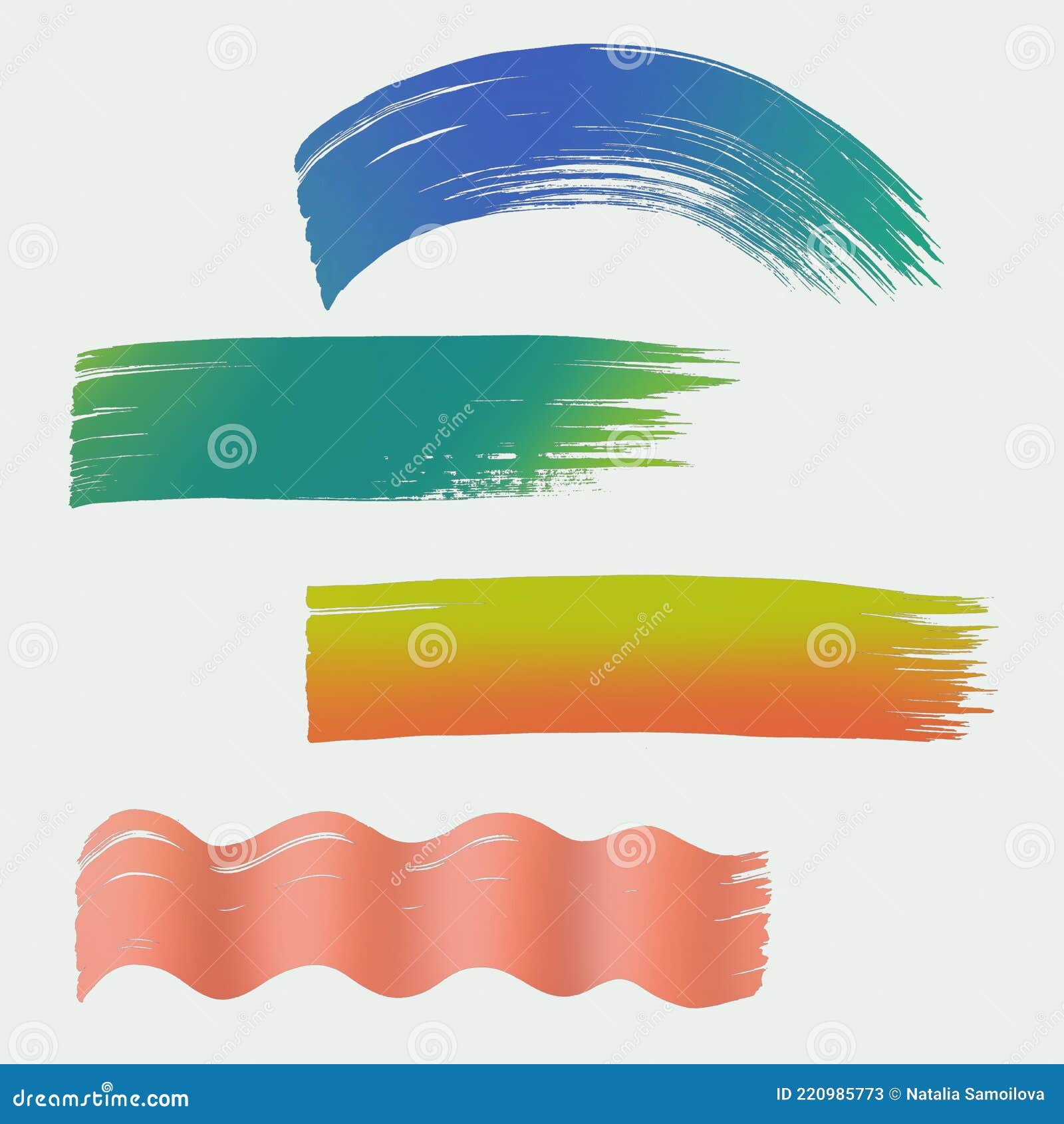 Multi-colored Strokes, Lines with a Wide Brush Stock Illustration ...