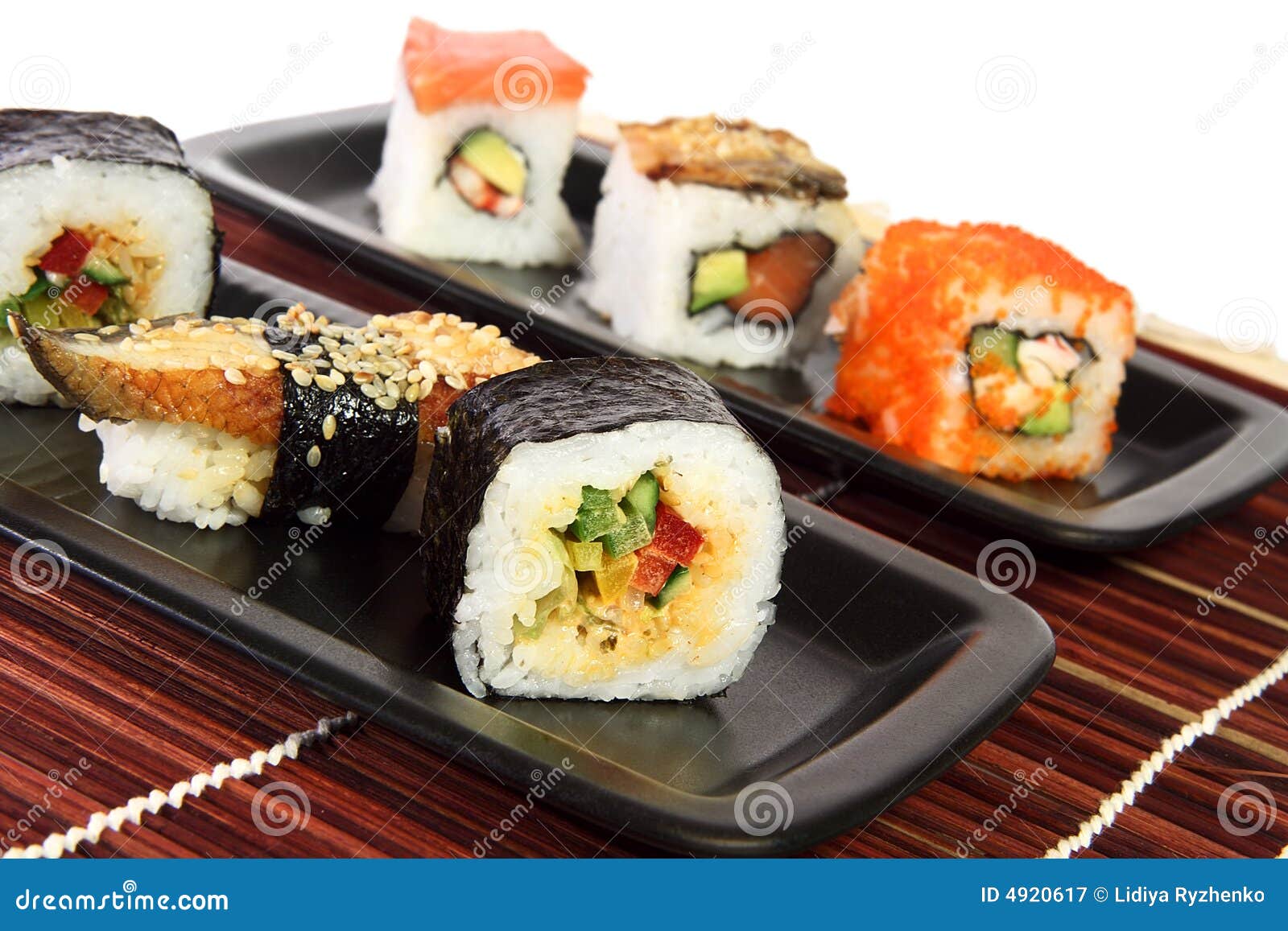 Multi-colored sushi stock image. Image of gourmet, ethnic - 4920617