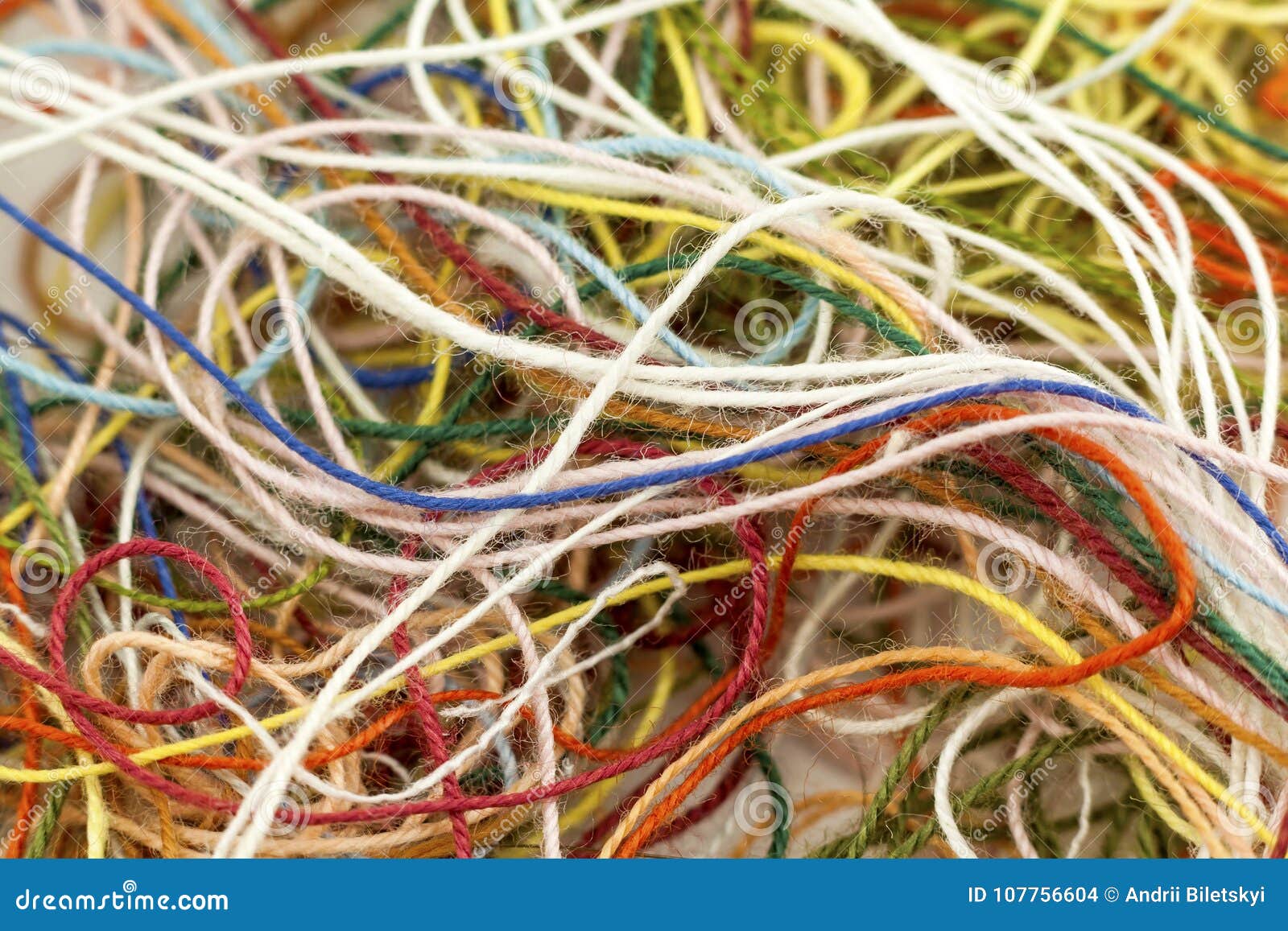Multi-colored Tangled Colorful Needlecraft Silk Thread Rope. Mac Stock ...