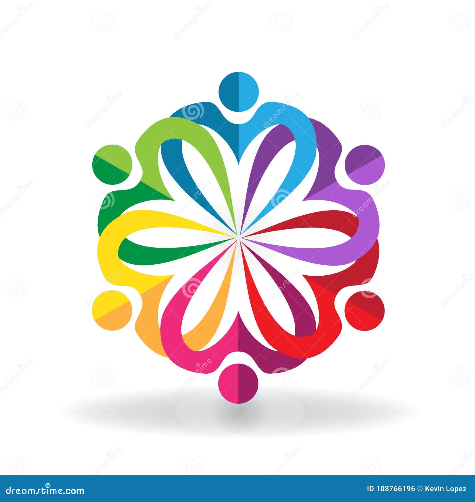 Multi-colored Teamwork People, Caring Group, Vector Icon Stock Vector ...