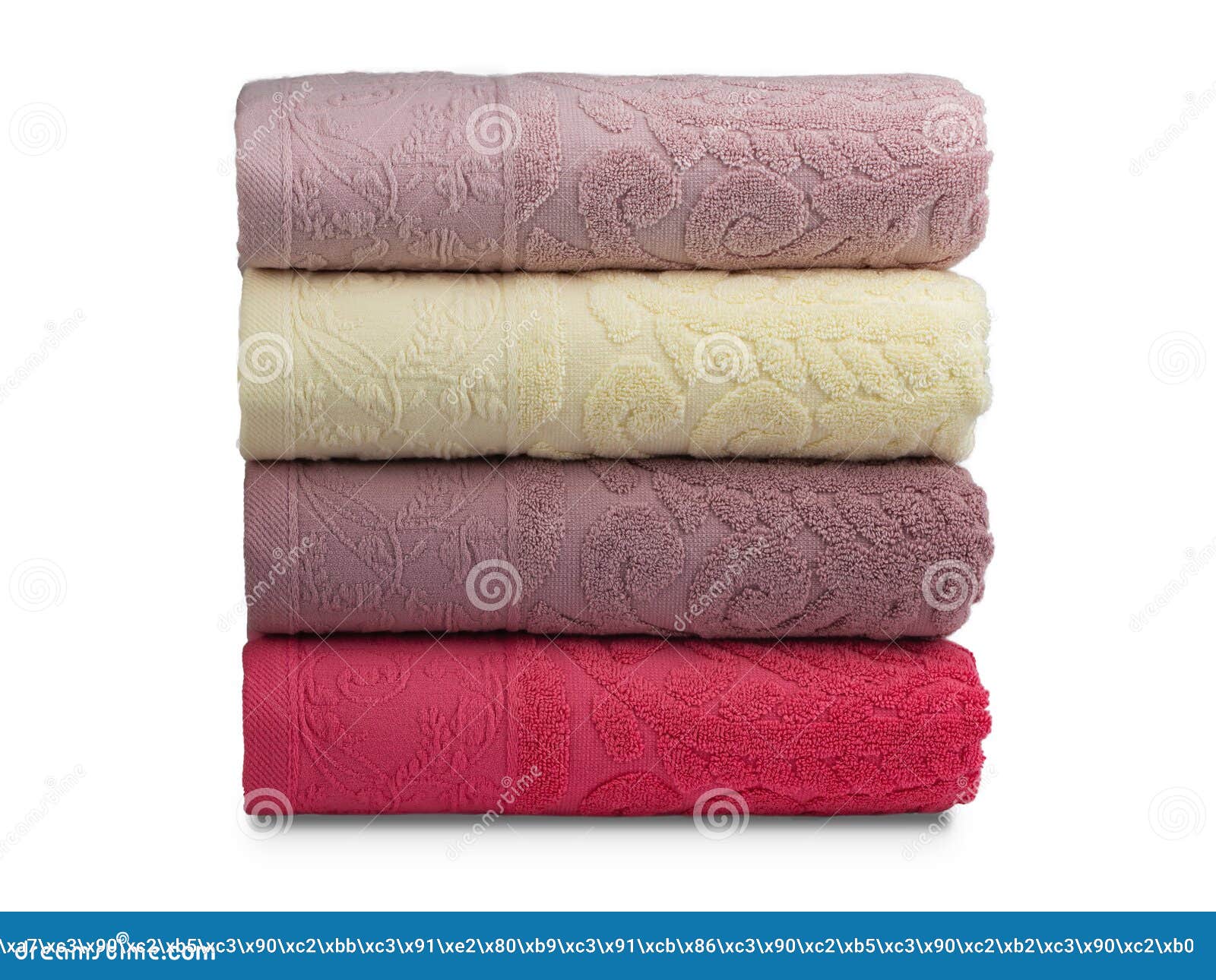Multi-colored Terry Cotton Bath Towels, Isolate Stock Image - Image of ...