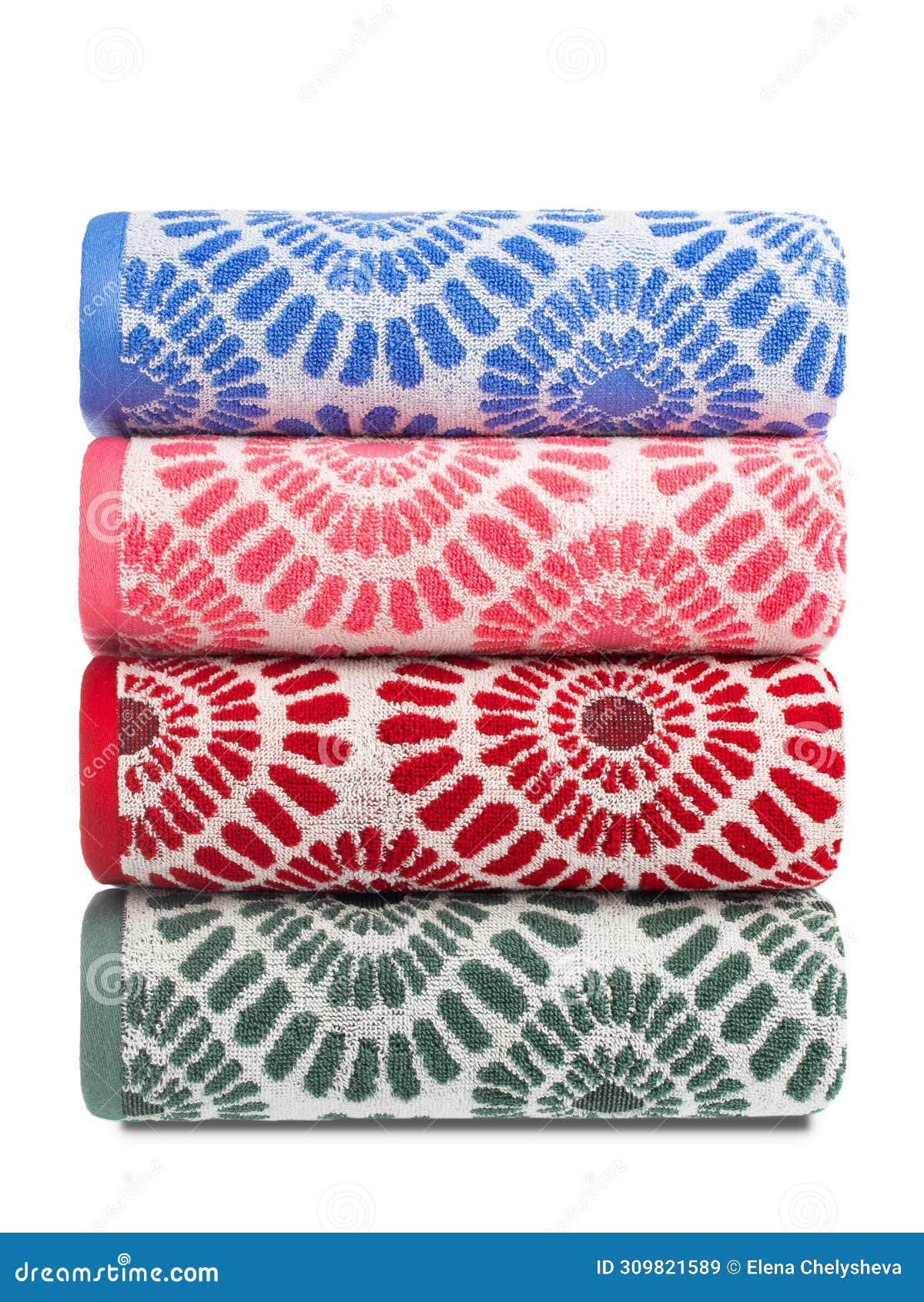 Multi-colored Terry Cotton Bath Towels, Isolated Stock Image - Image of ...