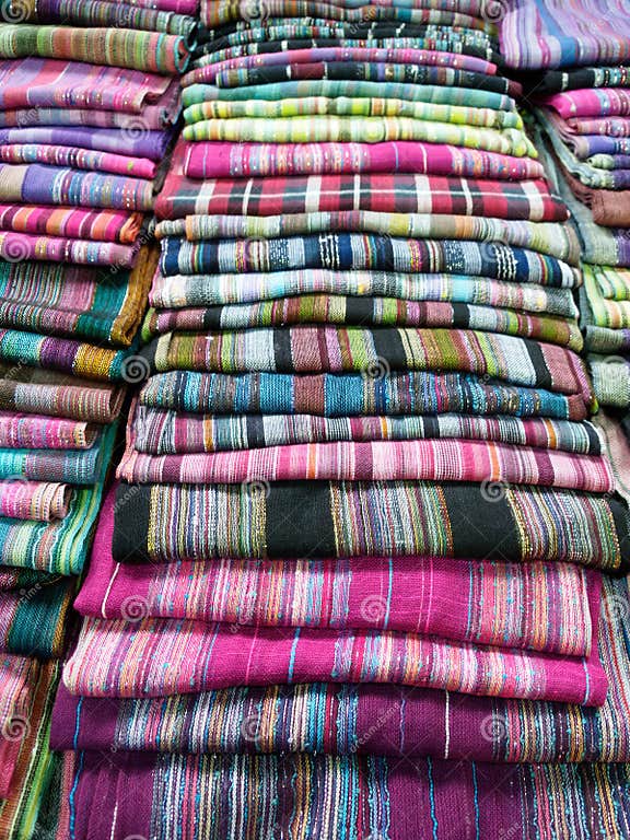 Multi-colored Textiles with an Oriental Accent. Stock Image - Image of ...