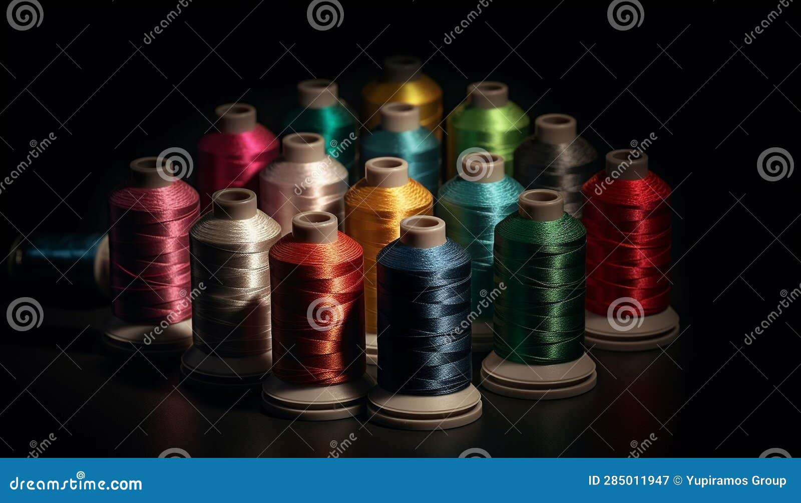 Multi Colored Thread Spool, Sewing Vibrant Fashion Generated by AI ...