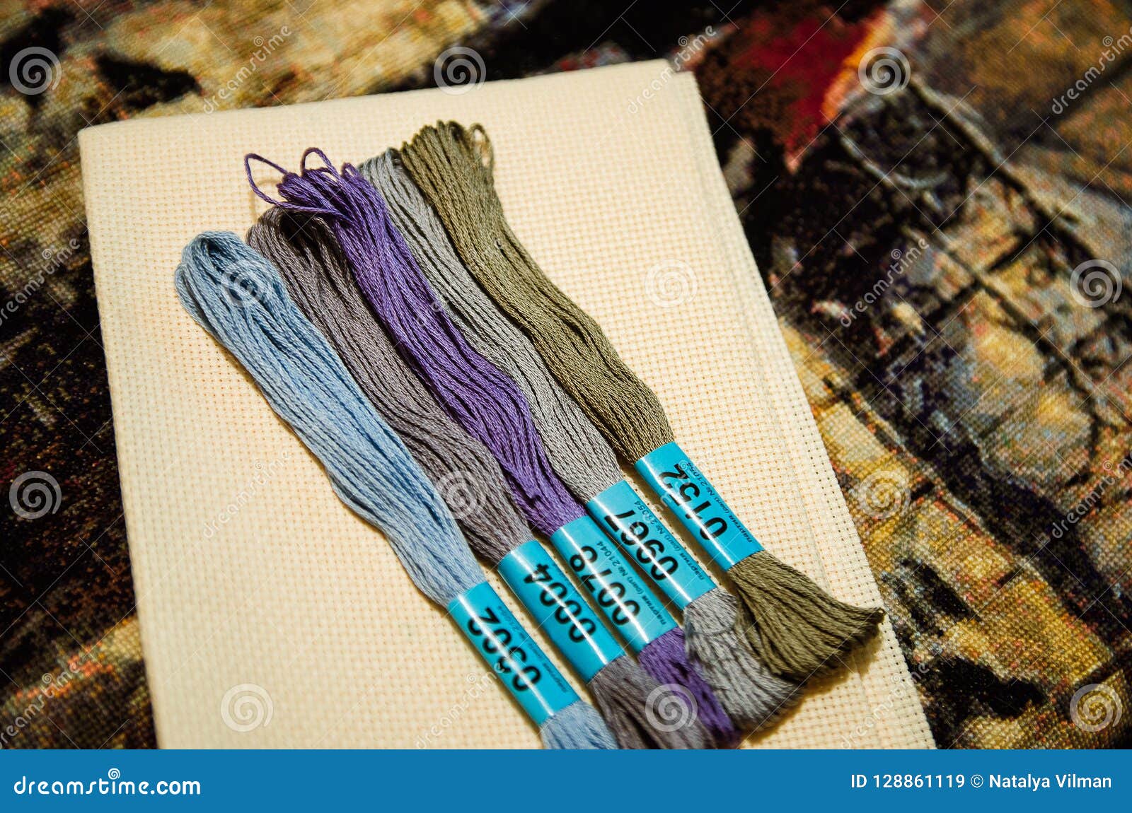 Multi-colored Threads for Embroidery. Stock Image - Image of cross ...