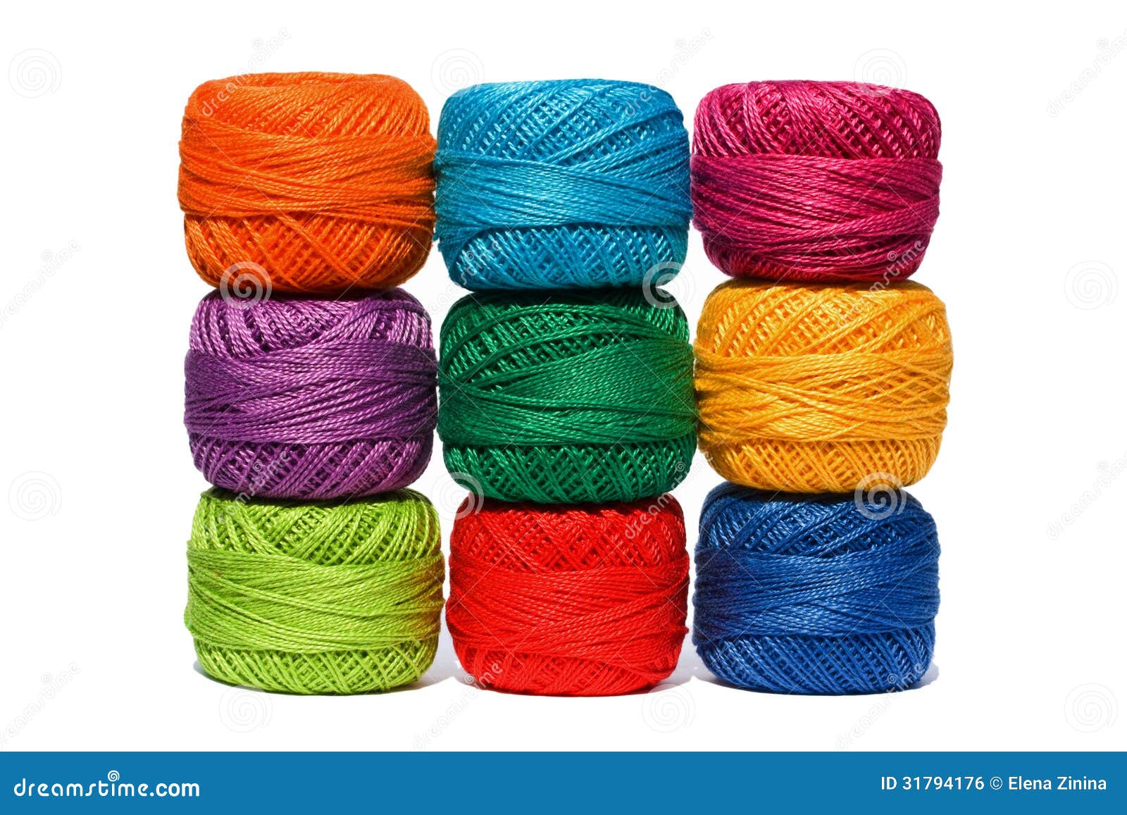 Multi-colored Threads for Knitting by a Hook Isolated on a White Stock ...