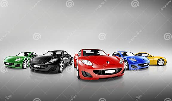 Multi Colored Three Dimensional Modern Cars Stock Illustration ...