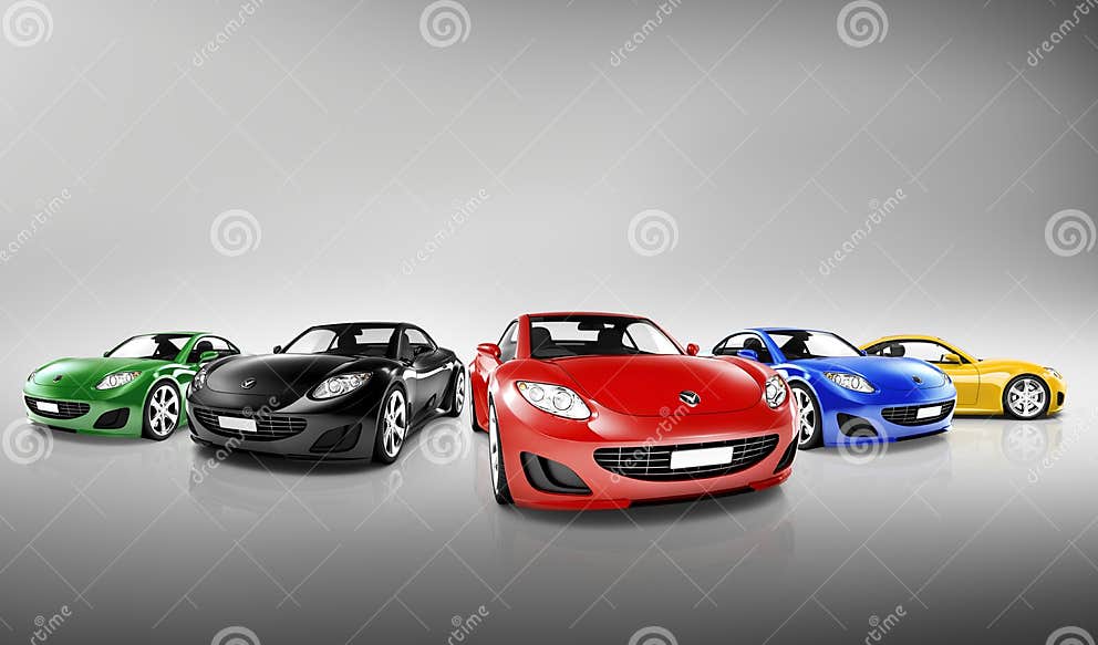 Multi Colored Three Dimensional Modern Cars Stock Illustration ...