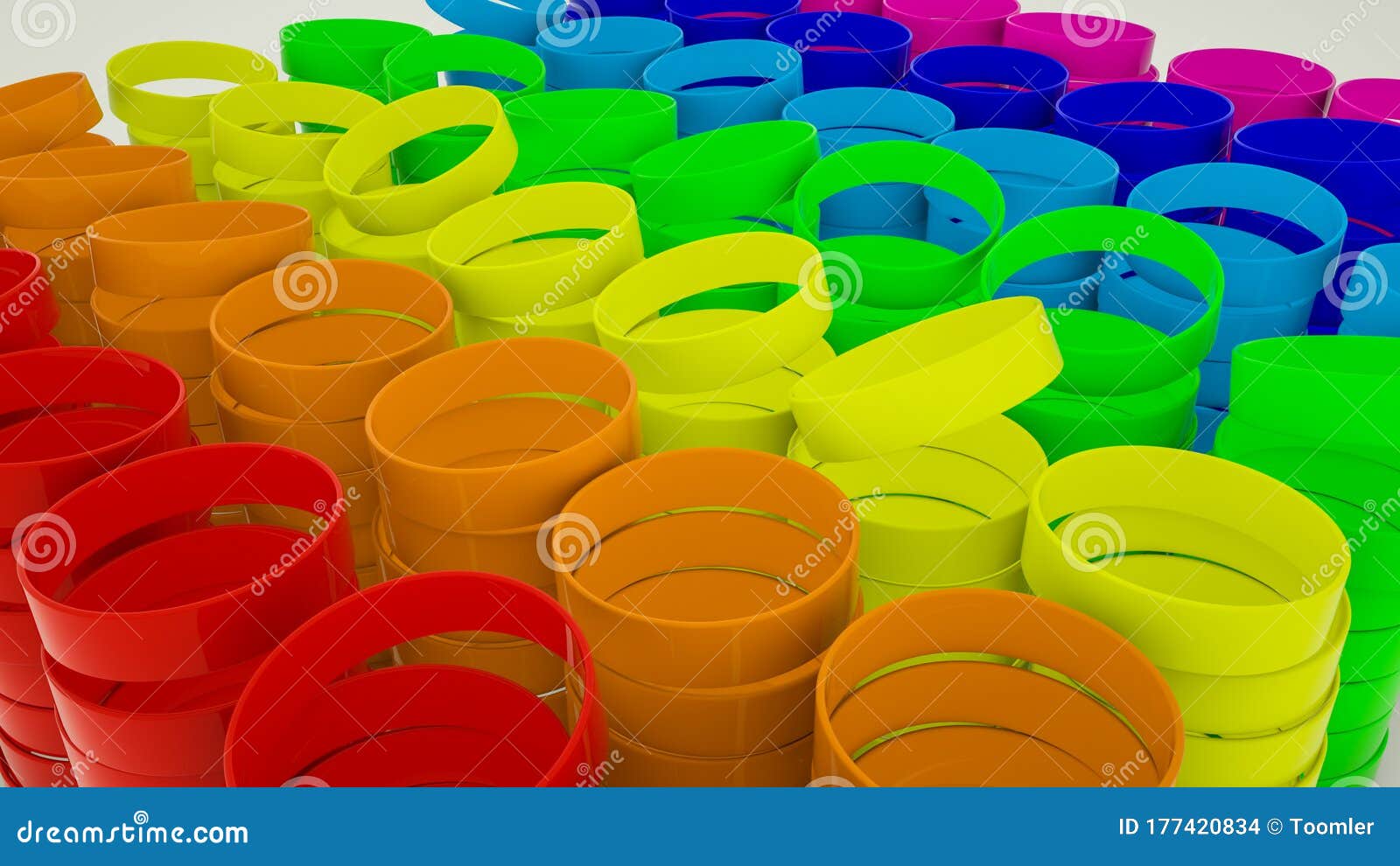 Multi-colored Three-dimensional Rings. Rainbow Background. 3d Render ...