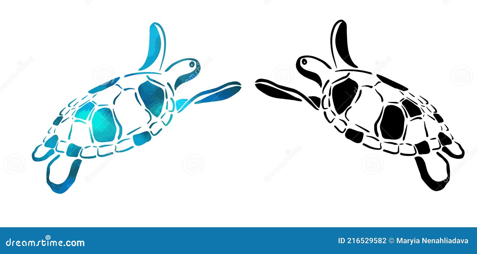 A Multi-colored Blue and Black Tortoise. Vector Illustration Stock ...