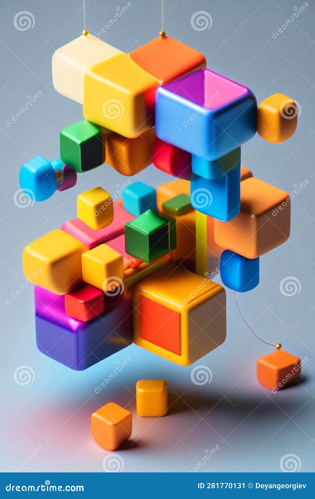 Multi-Colored Toy Blocks on Colorful Studio Background with Variation ...