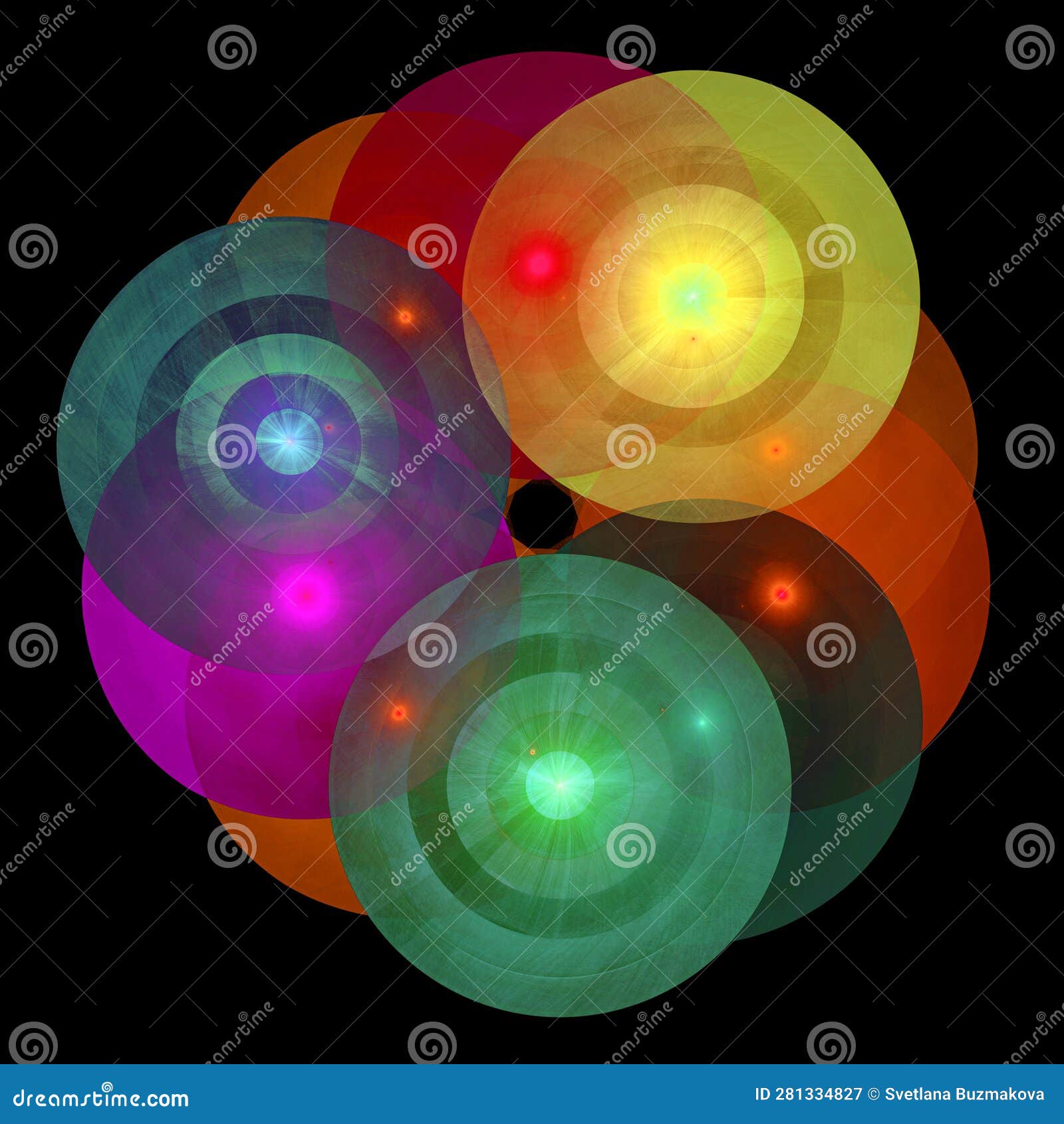 Multi-colored Translucent Luminous Disks Are Superimposed On Each Other ...