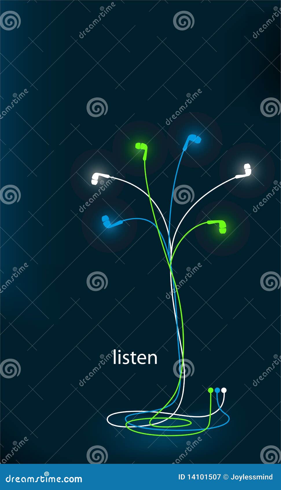 Multi-colored Tree from the Headphones Stock Illustration ...