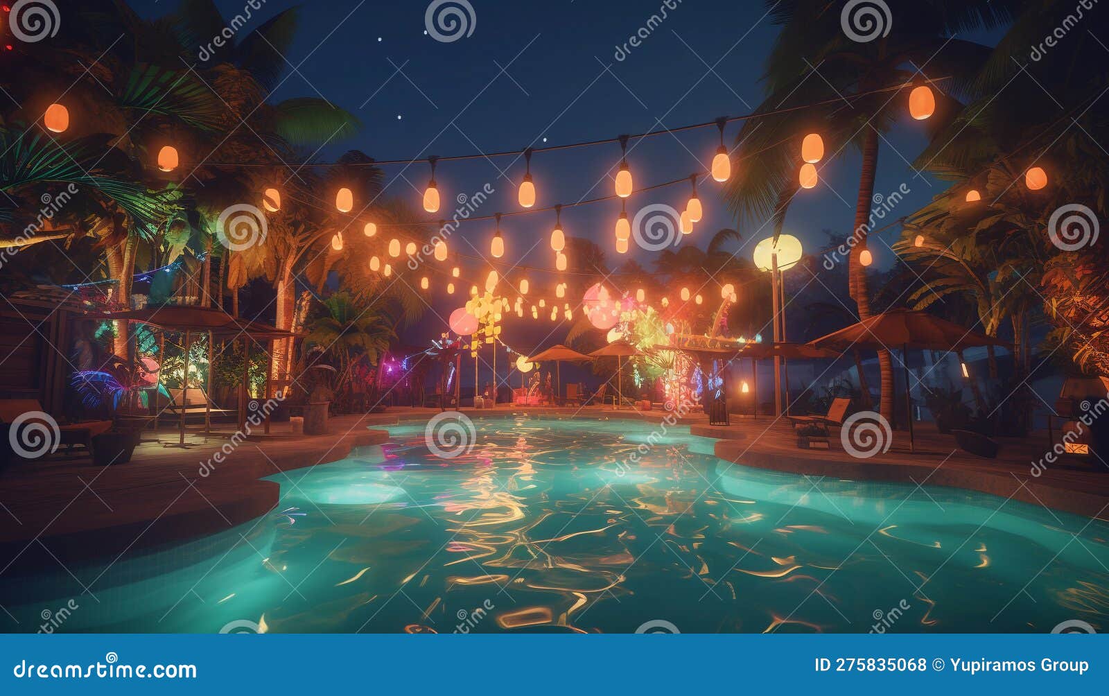 Multi Colored Tree Lighting Equipment Illuminates Outdoor Celebration ...