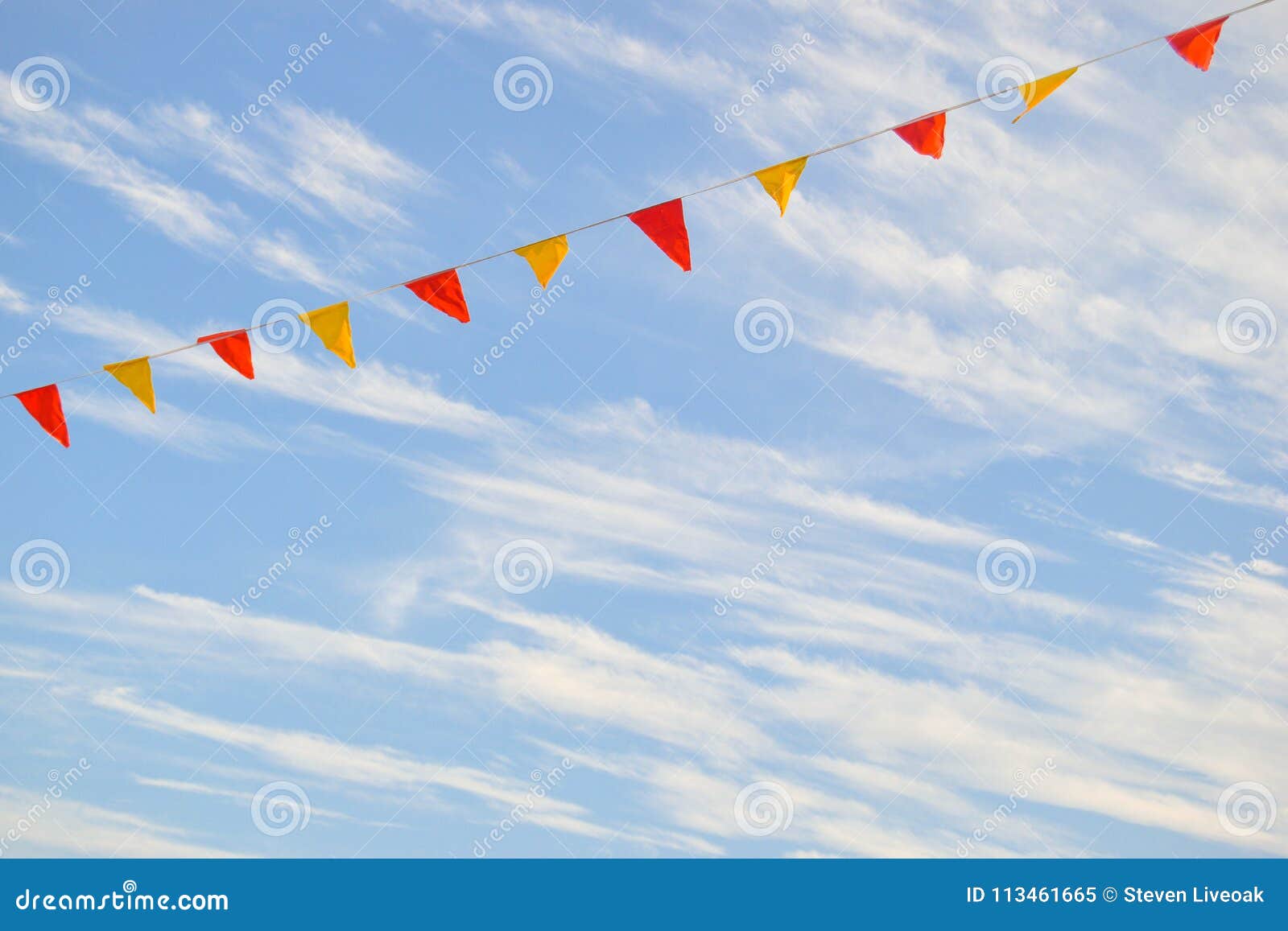Multi Colored Triangular Flags Hanging in the Sky Stock Image - Image ...