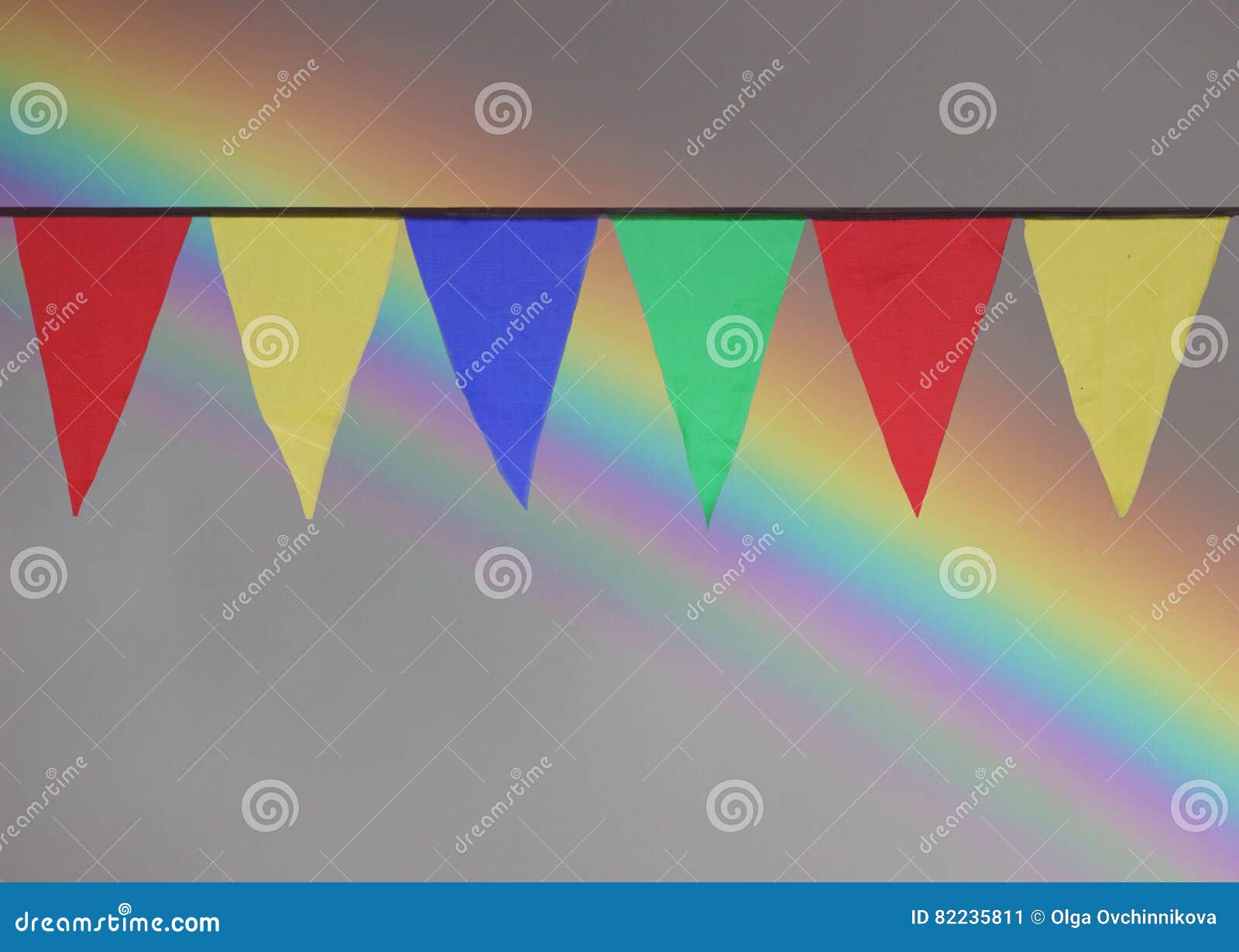Multi Colored Triangular Flags Hanging in the Sky at an Outdoor Against ...