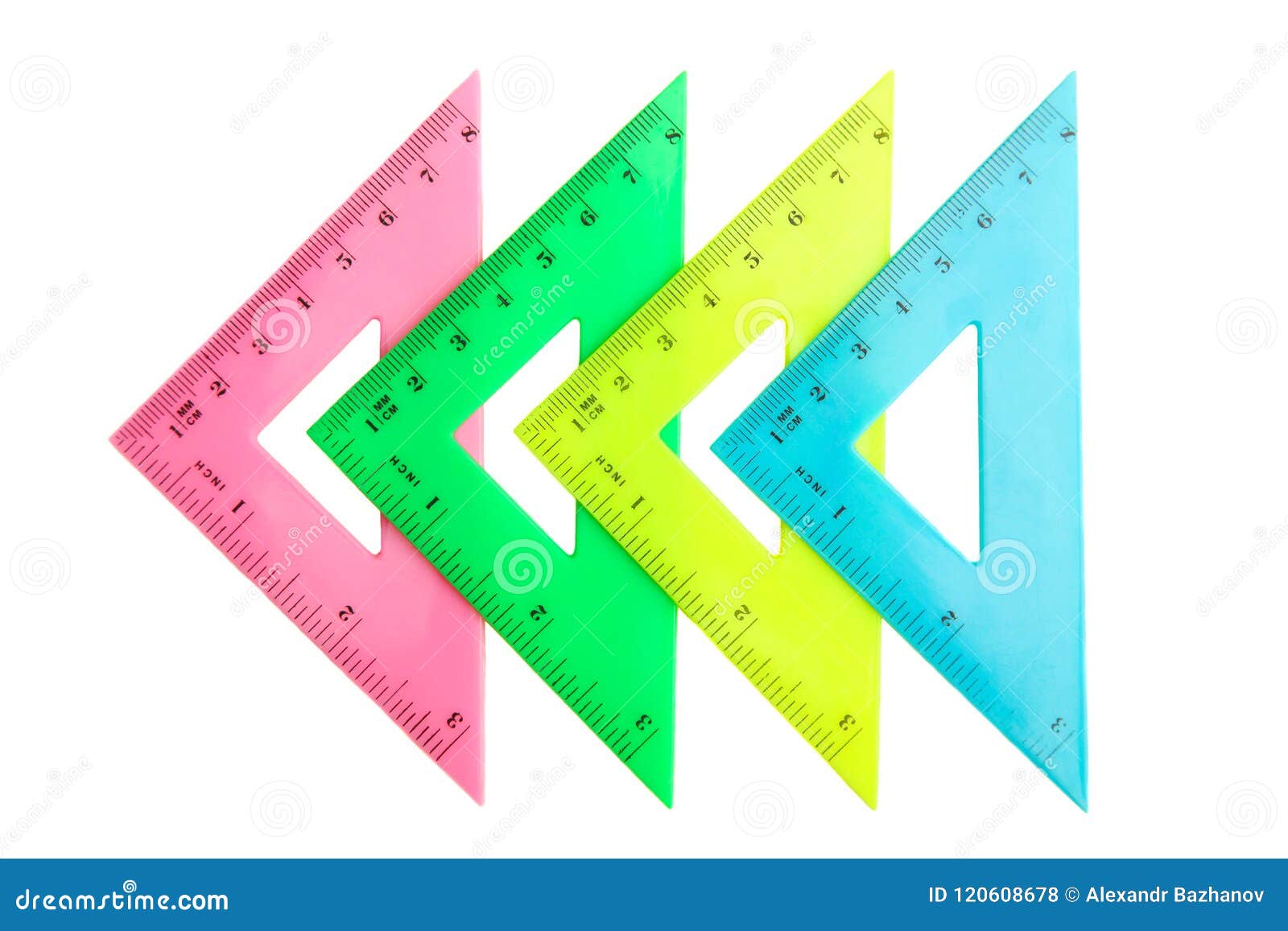 Multi-colored Triangular Rulers Stock Photo - Image of measure, yellow ...