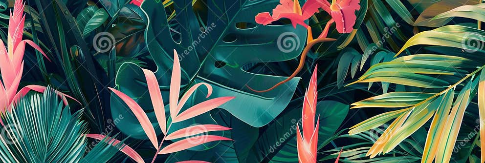 Multi Colored Tropical Leaves Summer Background. Stock Image - Image of ...