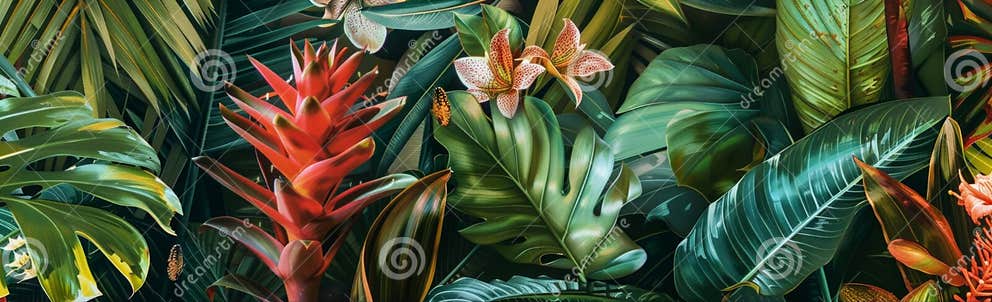 Multi Colored Tropical Leaves Summer Background. Stock Photo - Image of ...