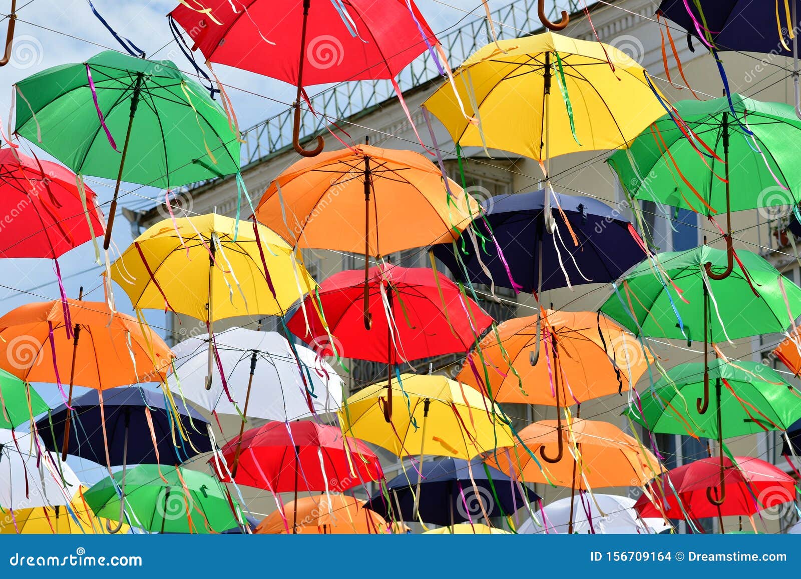 MULTI-COLORED UMBRELLAS with TAPES Stock Photo - Image of slice, piece ...