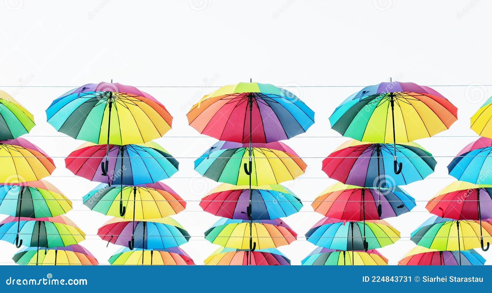 Multi-colored Umbrellas Weigh in Several Rows Editorial Photo - Image ...