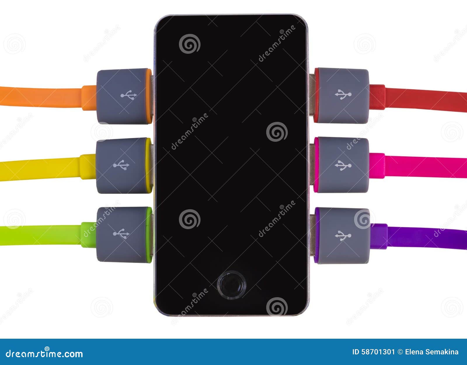 Multi-colored USB in hub stock image. Image of color - 58701301