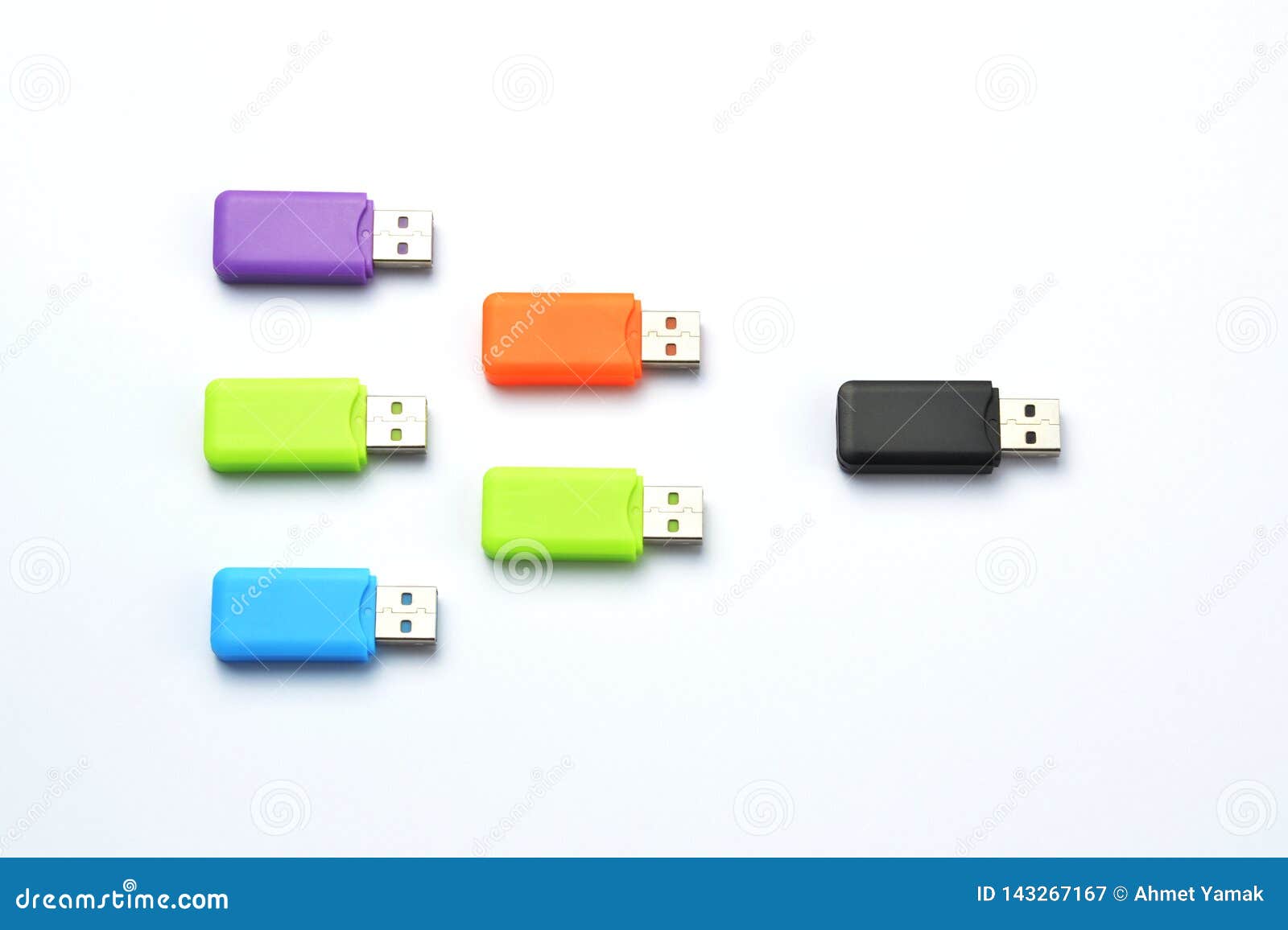 Multi colored USB sticks stock image. Image of hard - 143267167