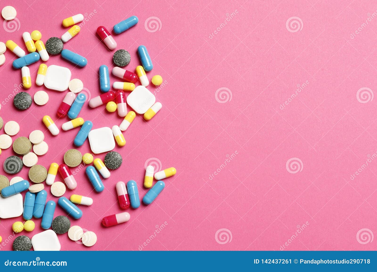 Multi-colored Vitamins on a Pink Background Stock Image - Image of ...