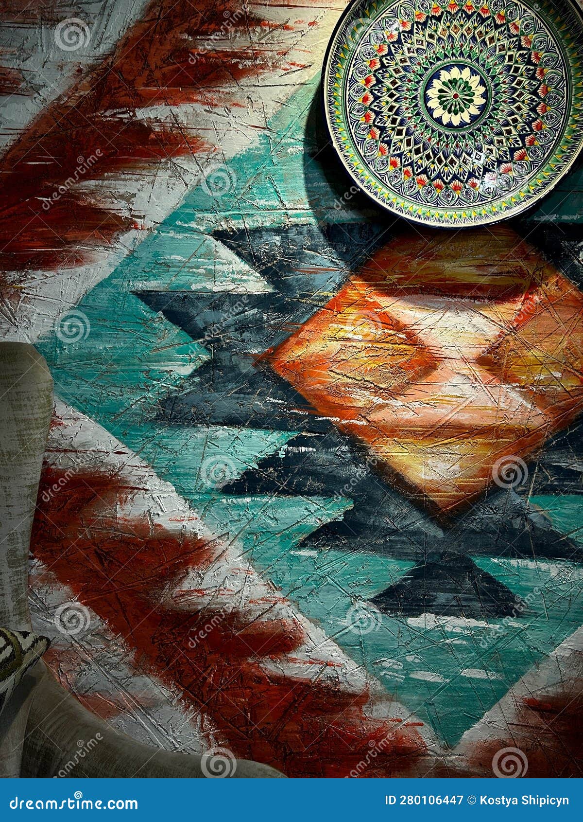 Multi-colored Wall in the Interior with a Multi-colored Plate Stock ...