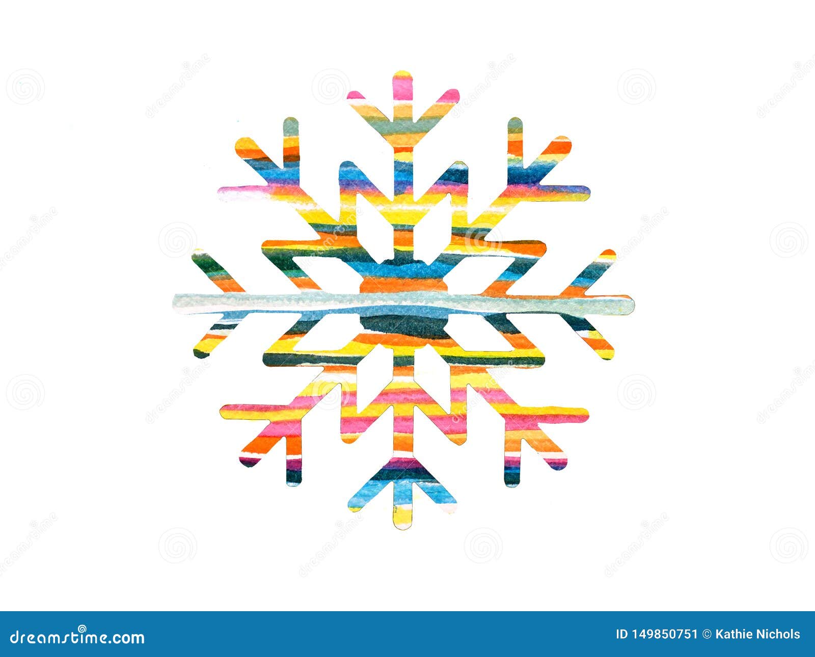 Multi Colored Watercolor Snowflake for Design Stock Illustration ...