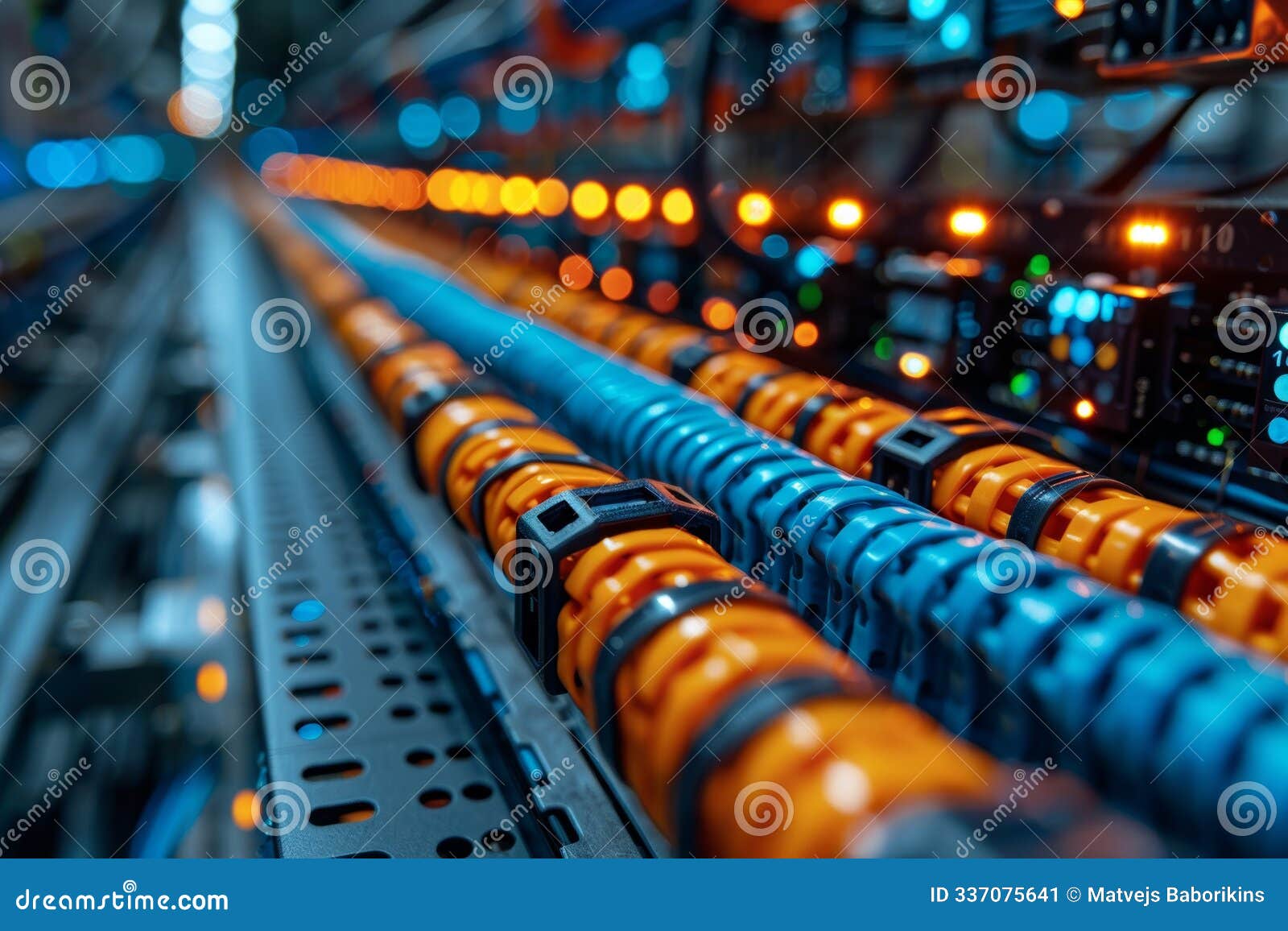 Multi Colored Wired Server Setup for Network Equipment in Factories or ...