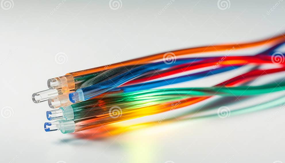 Multi Colored Wires Connect Equipment in Abstract Computer Network ...