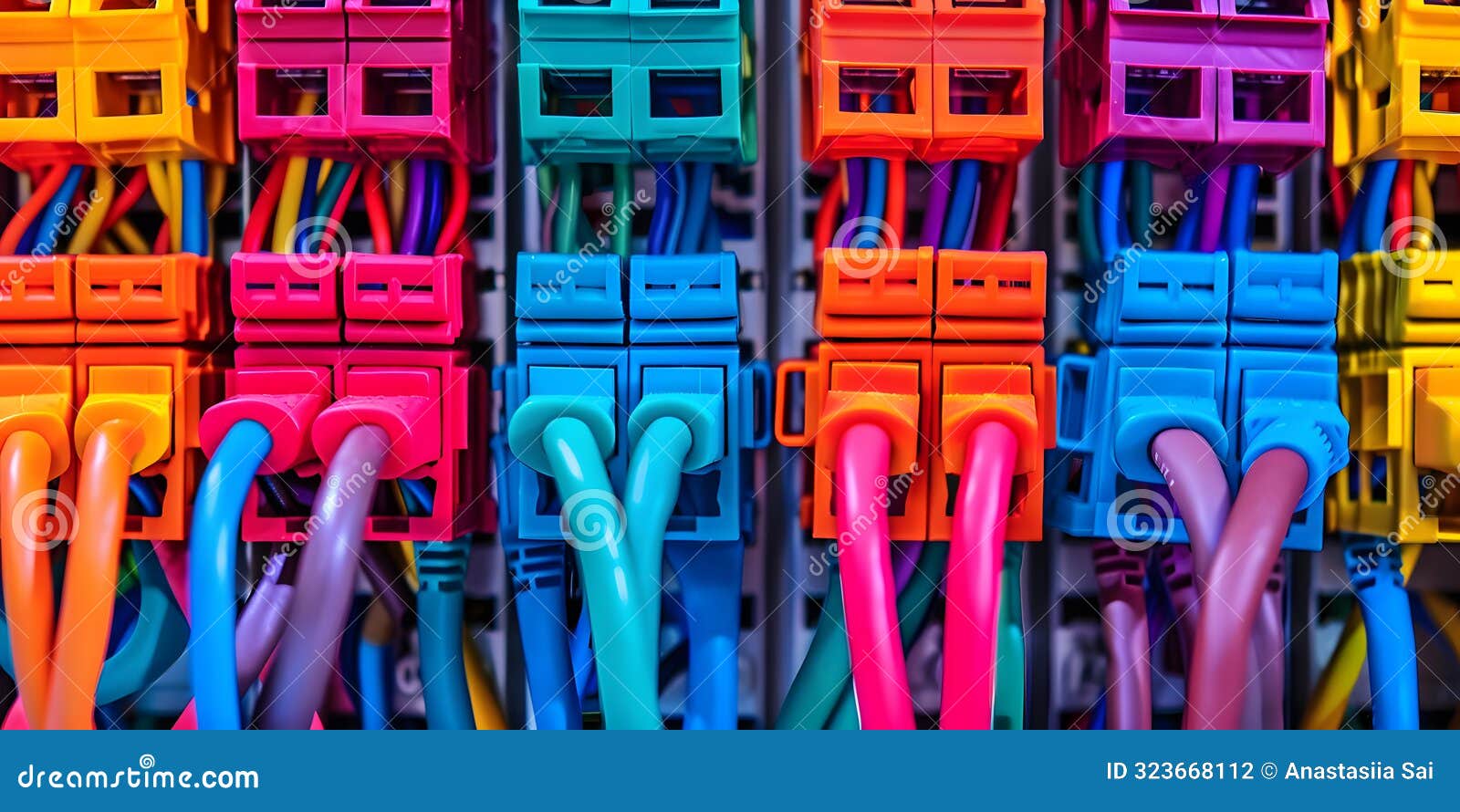 Multi-colored Wires on the Server Stock Photo - Image of industry ...