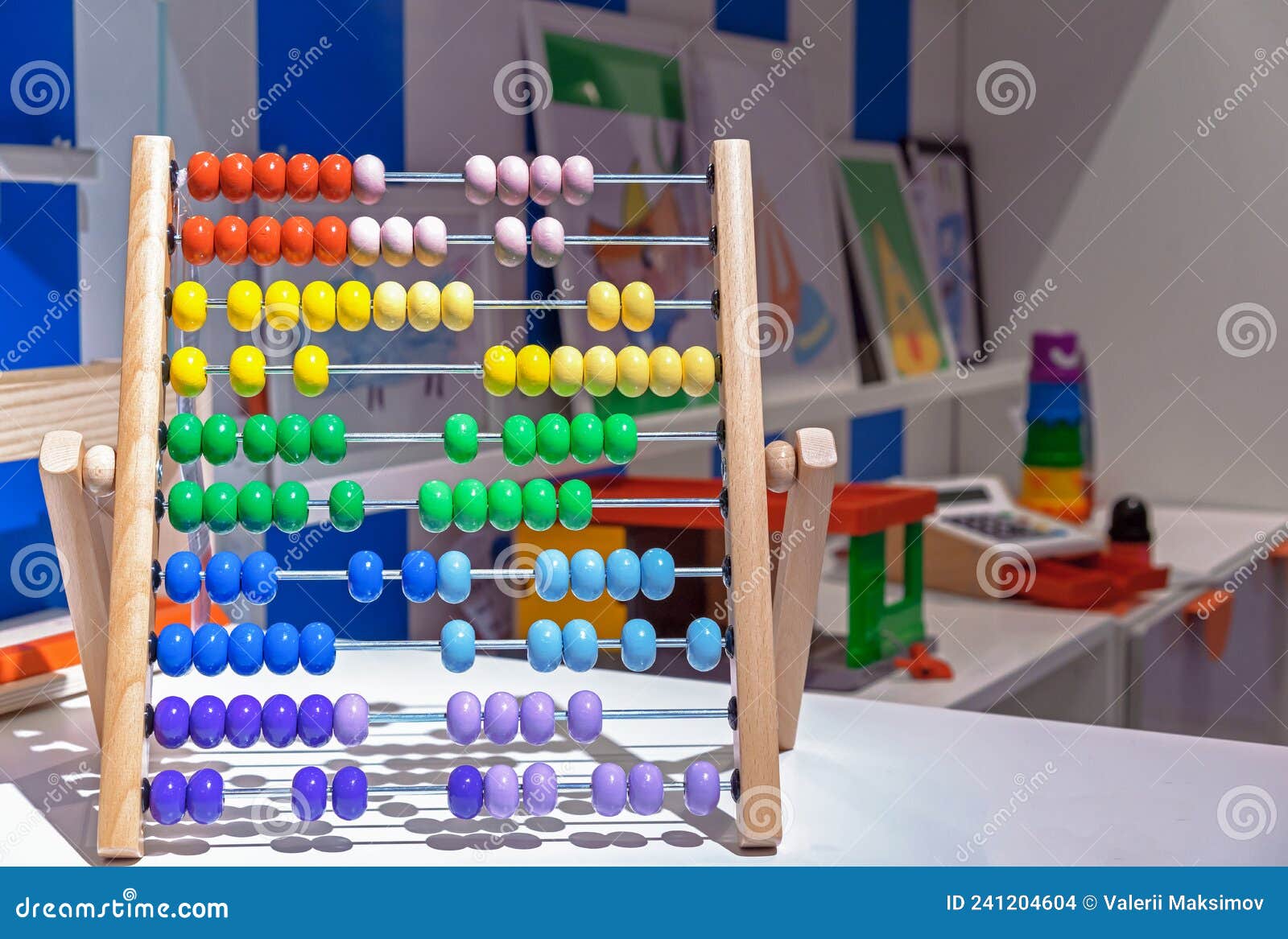 Multi-colored Wooden Abacus in the Interior of the Children`s Room ...