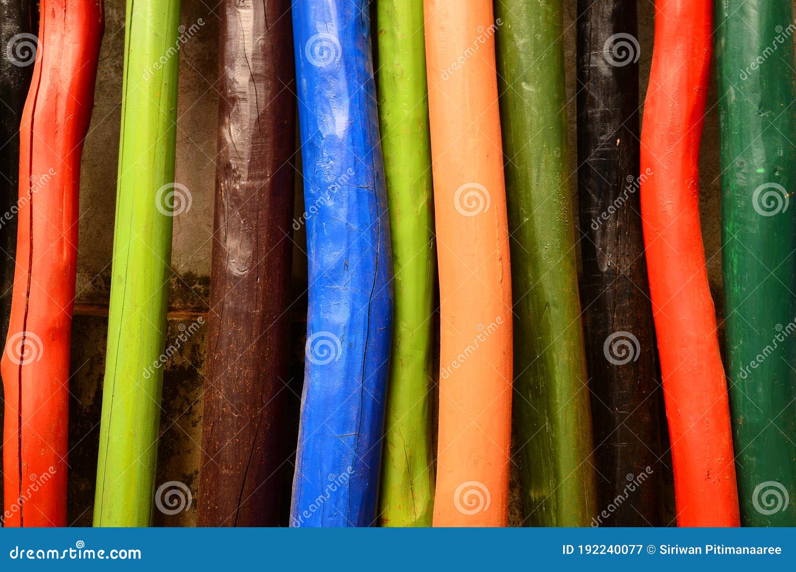 Multi Colored Wooden Sticks Arranged in a Row Stock Image - Image of ...