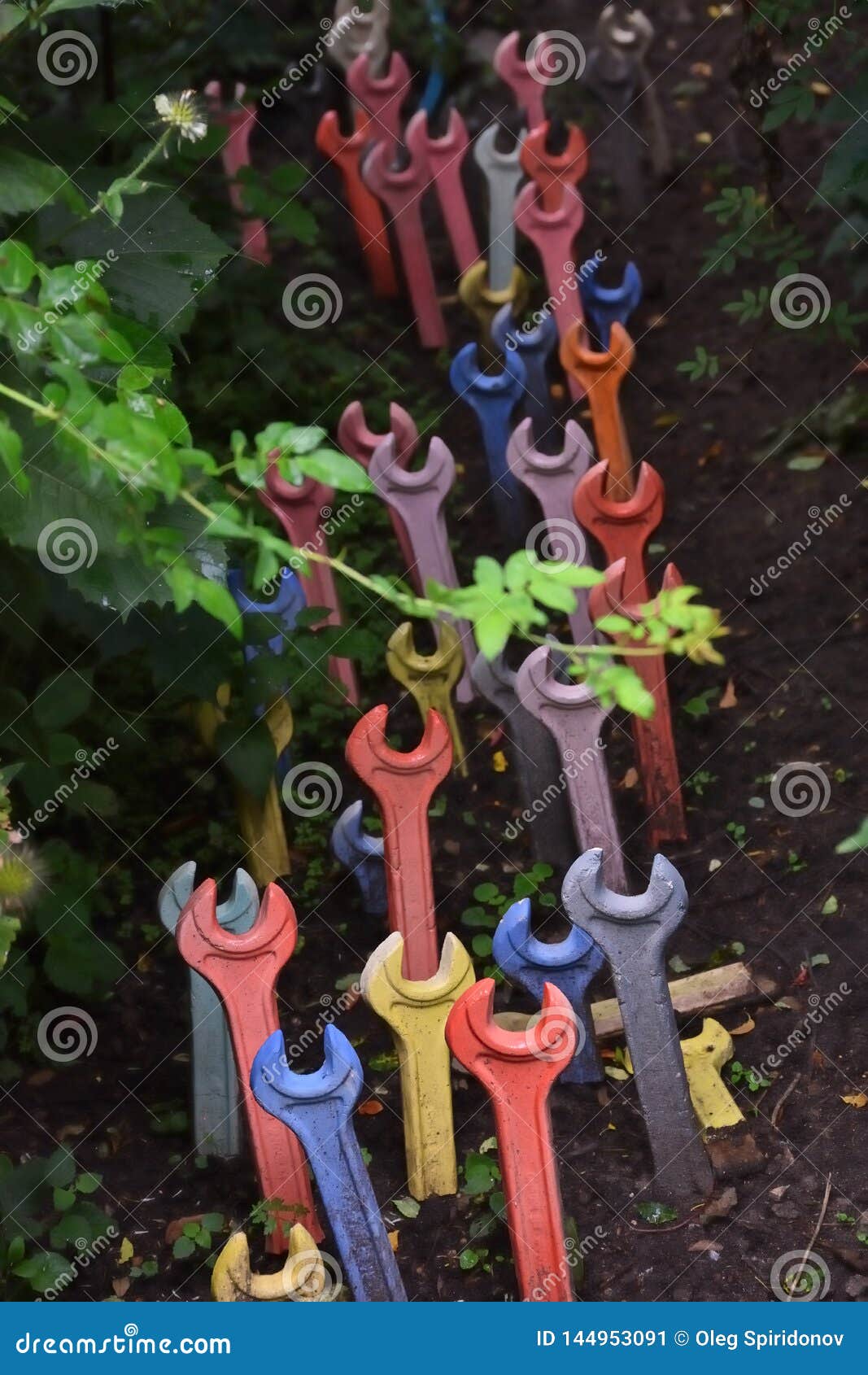 Multi-colored Wrenches in the Ground Stock Image - Image of decoration ...